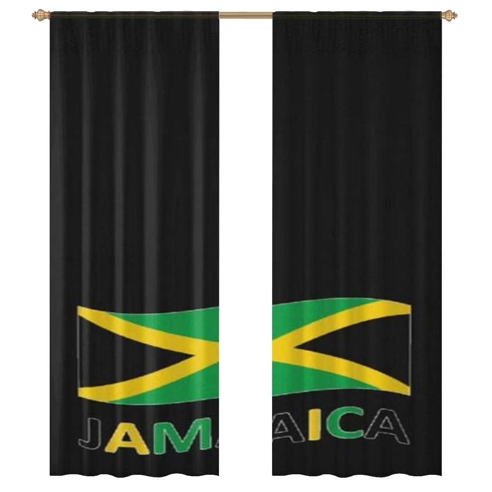 Jamaica Flag Jamaica Logo Sheer Window Curtains for Living Room Kitchen ...