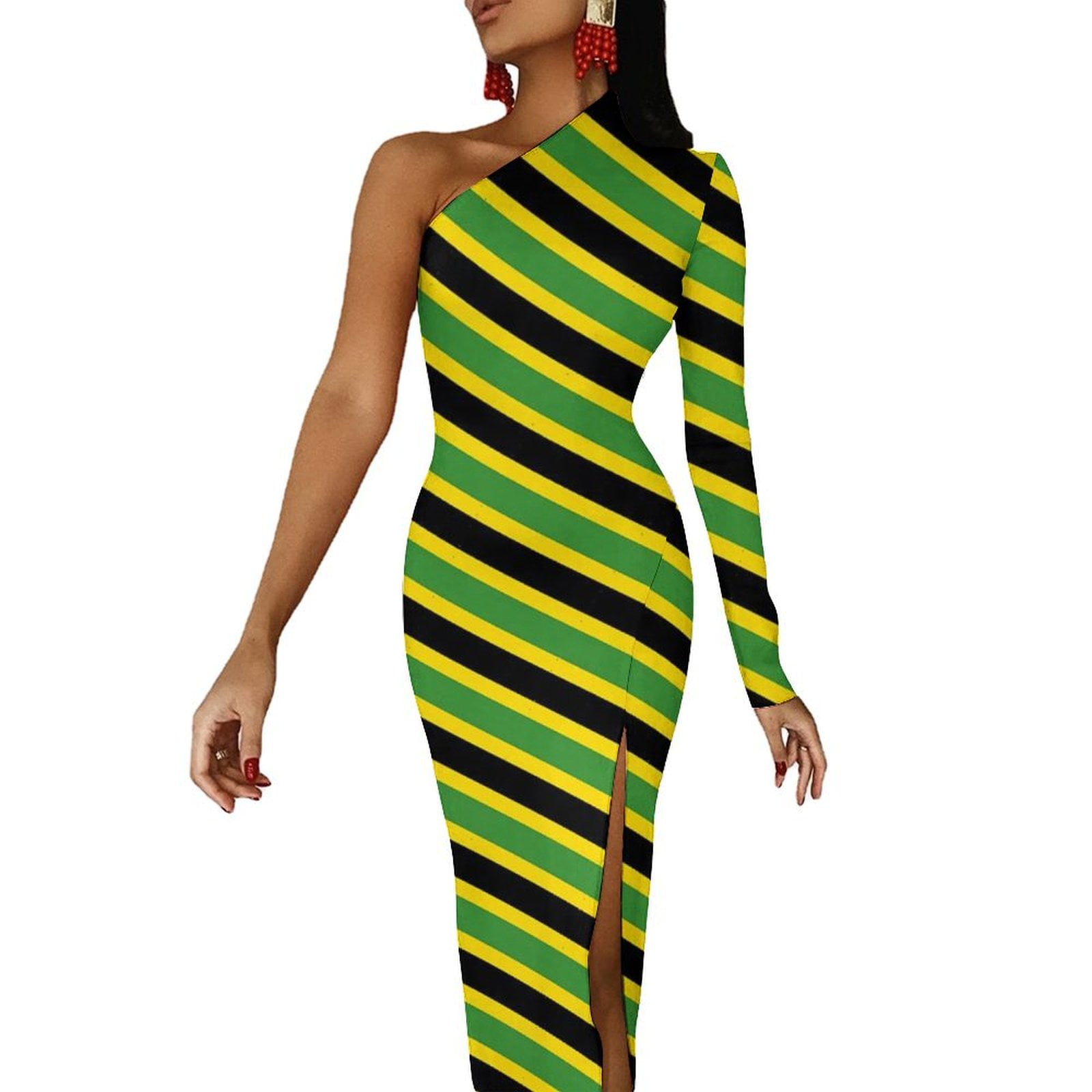 Jamaica Flag Long Dress Women National Celebration Streetwear Maxi ...
