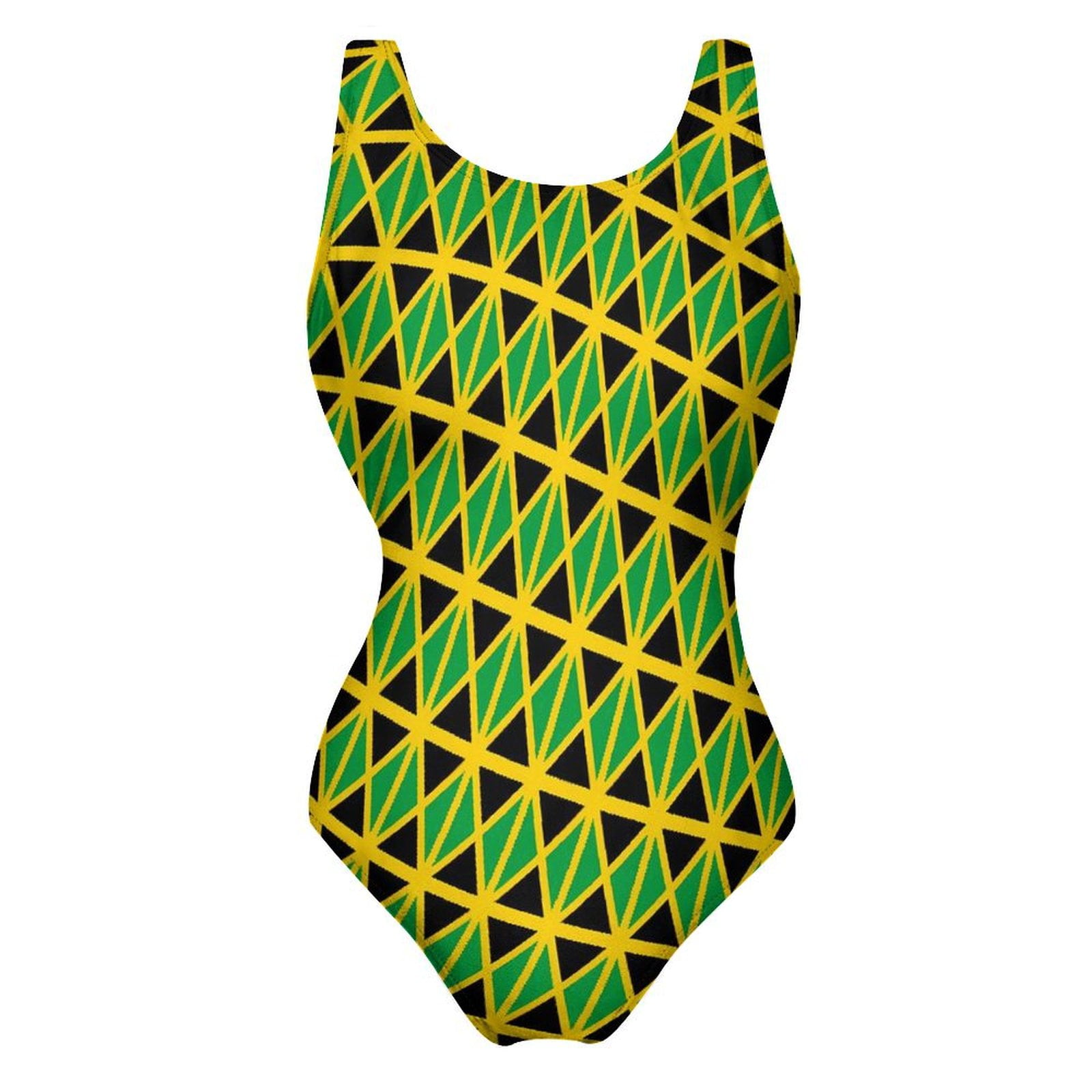 Jamaica Flag Swimsuit Green And Yellow Swimwear OnePiece Vaion Bath ...