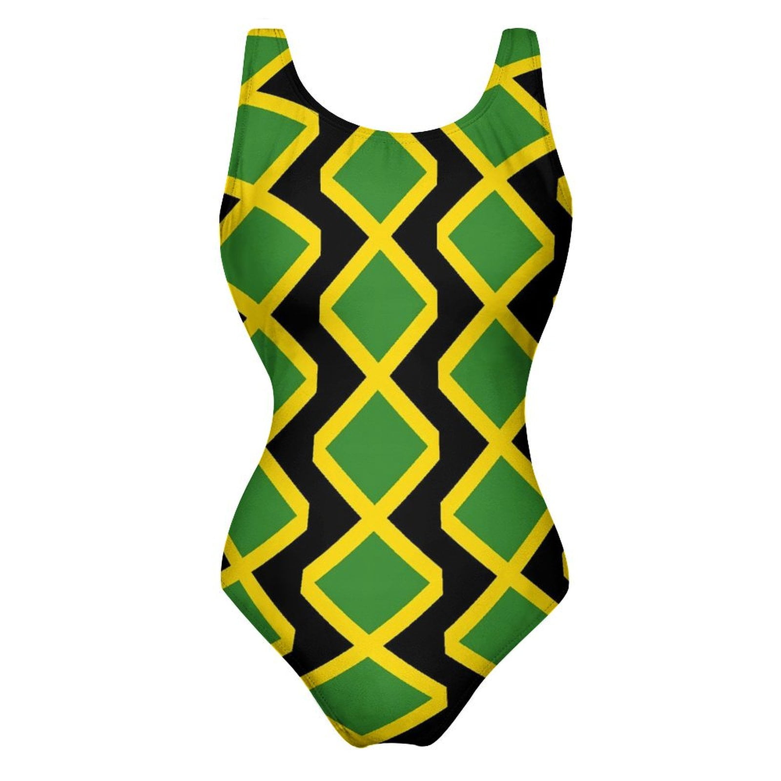 Jamaica Flag Swimsuit Green And Yellow Swimwear OnePiece Vaion Bath ...