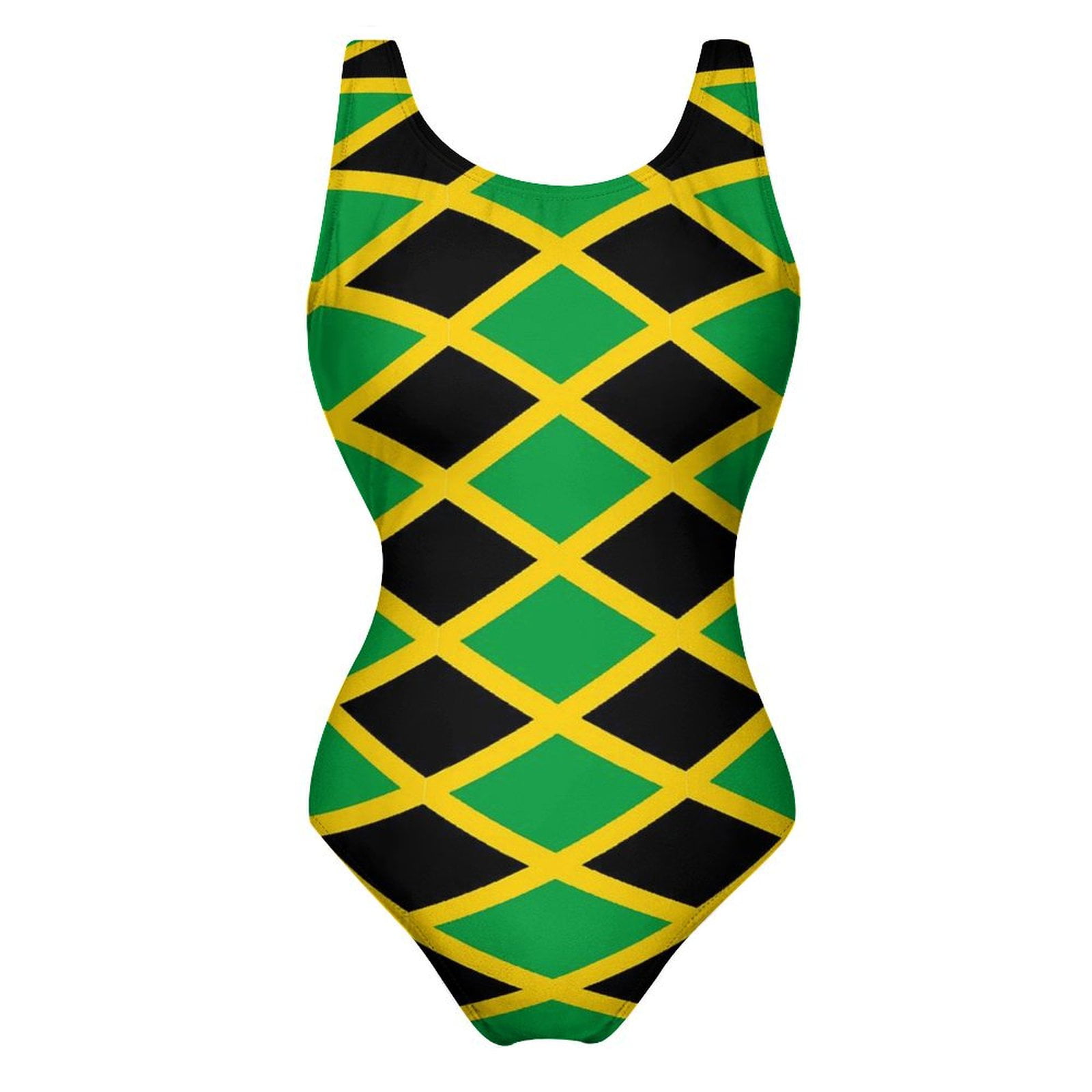 Jamaica Flag Swimsuit Green And Yellow Swimwear OnePiece Vaion Bath ...