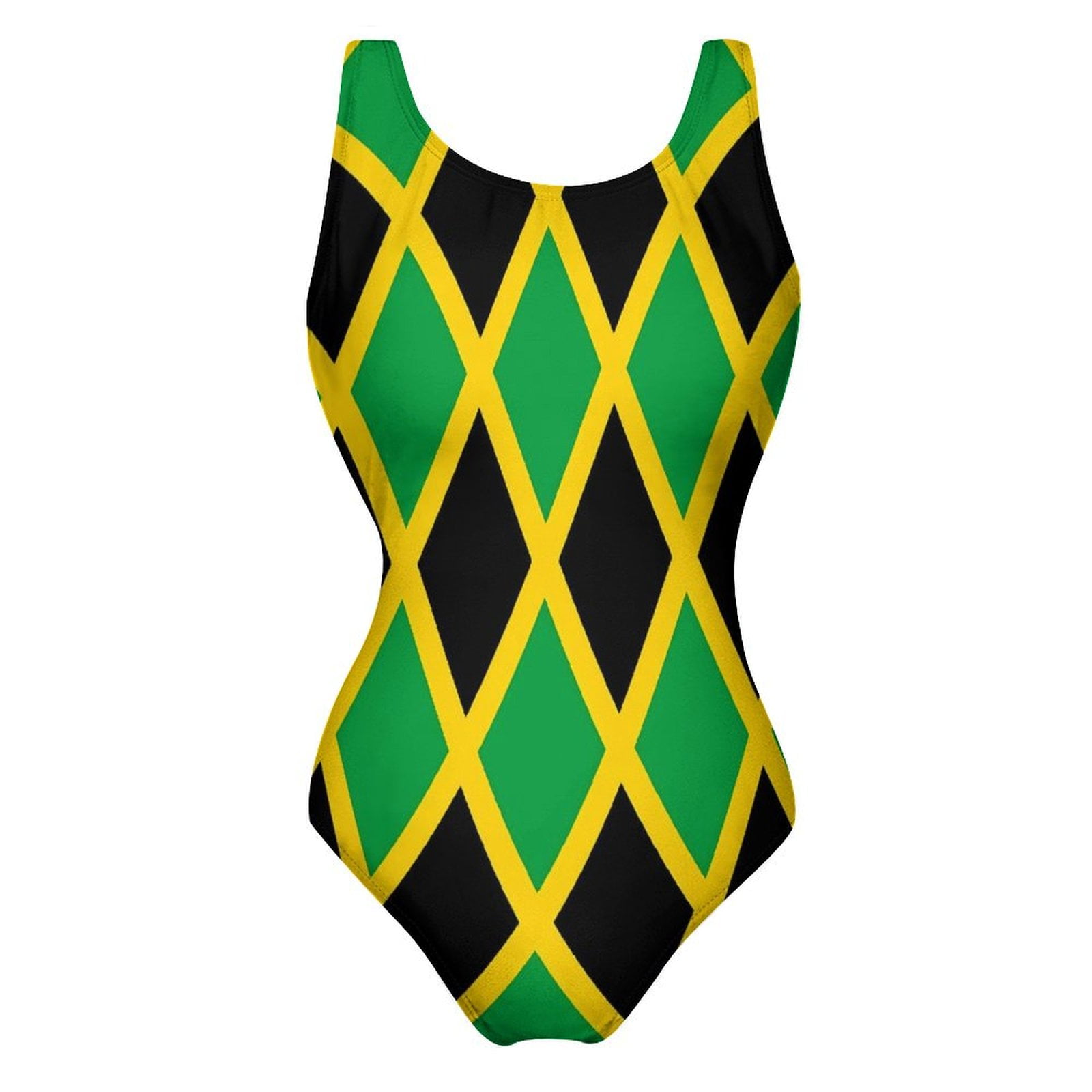 Jamaica Flag Swimsuit Green And Yellow Swimwear OnePiece Vaion Bath ...