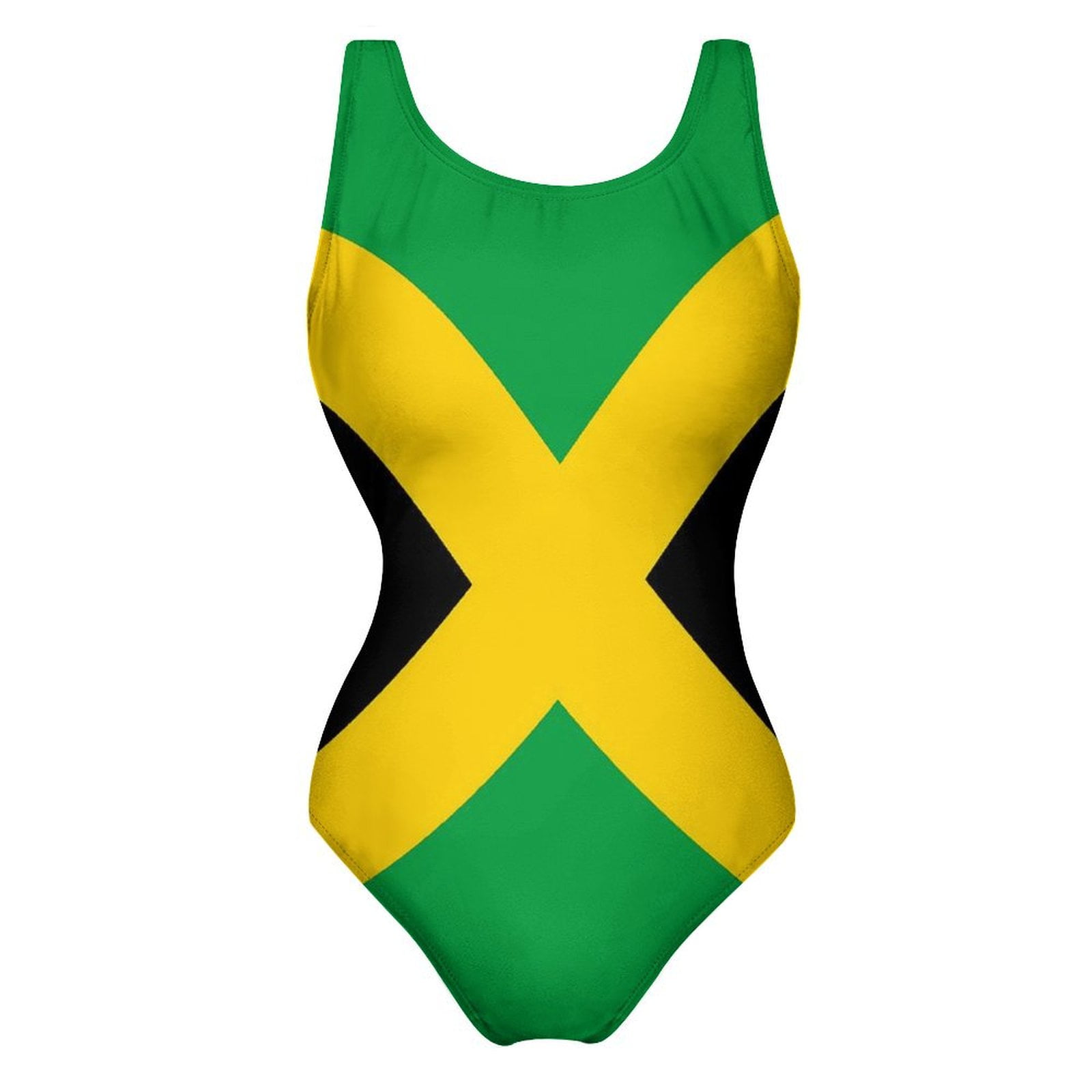 Jamaica Flag Swimsuit Green And Yellow Swimwear OnePiece Vaion Bath ...