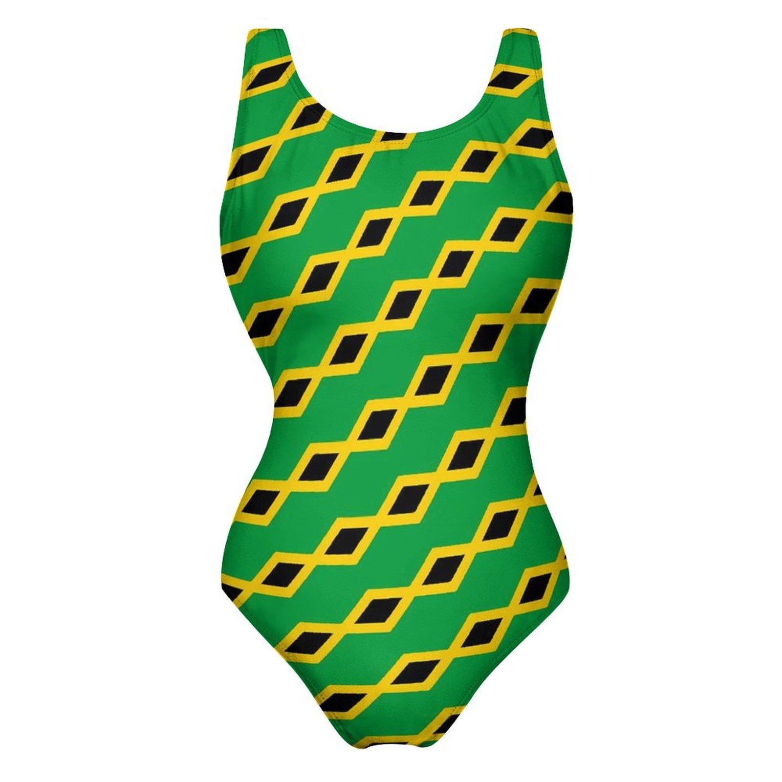 Jamaica Flag Swimsuit Green And Yellow Swimwear OnePiece Vaion Bath ...