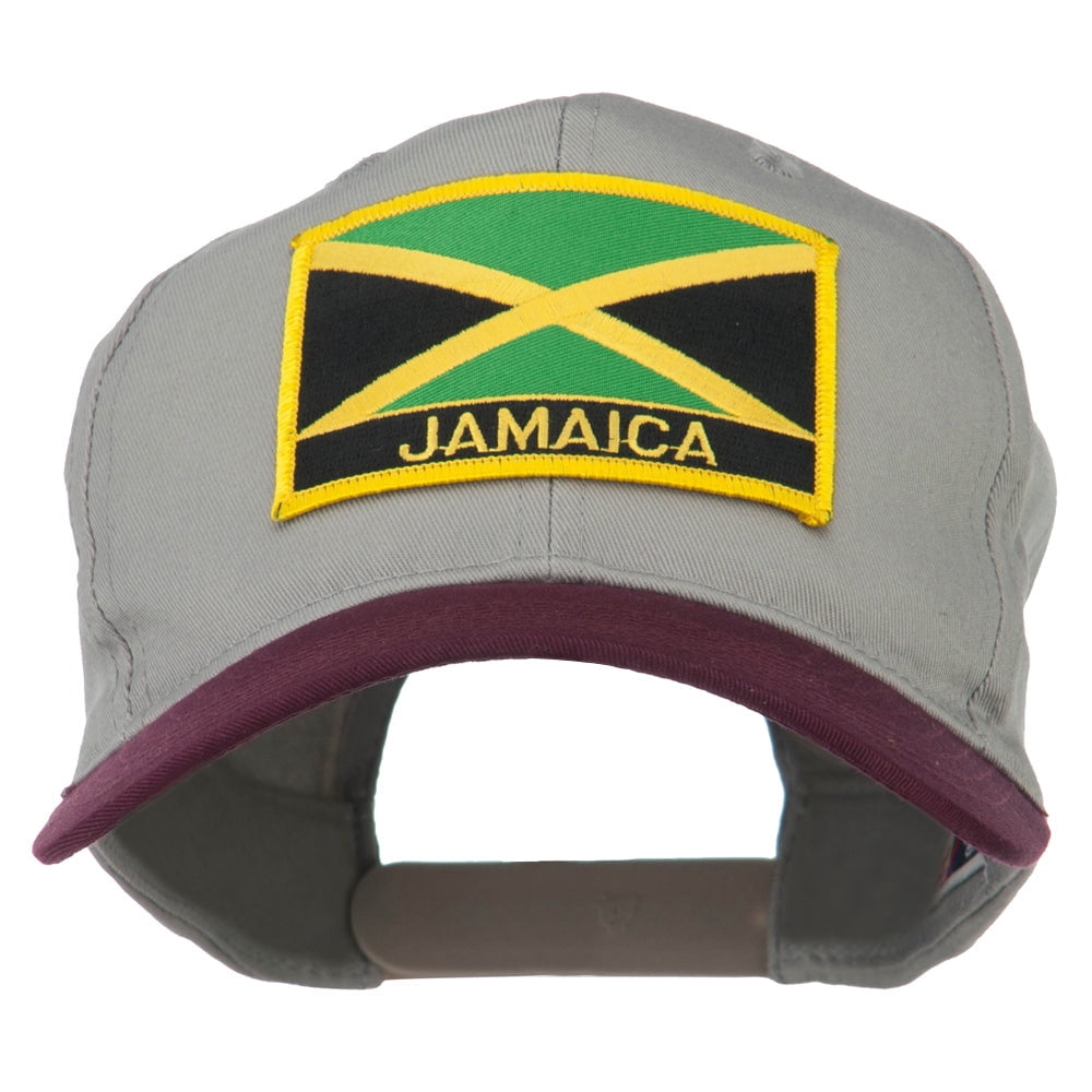 Jamaica Flag Two Tone Pro Style Patched Cap - Maroon Khaki OSFM ...