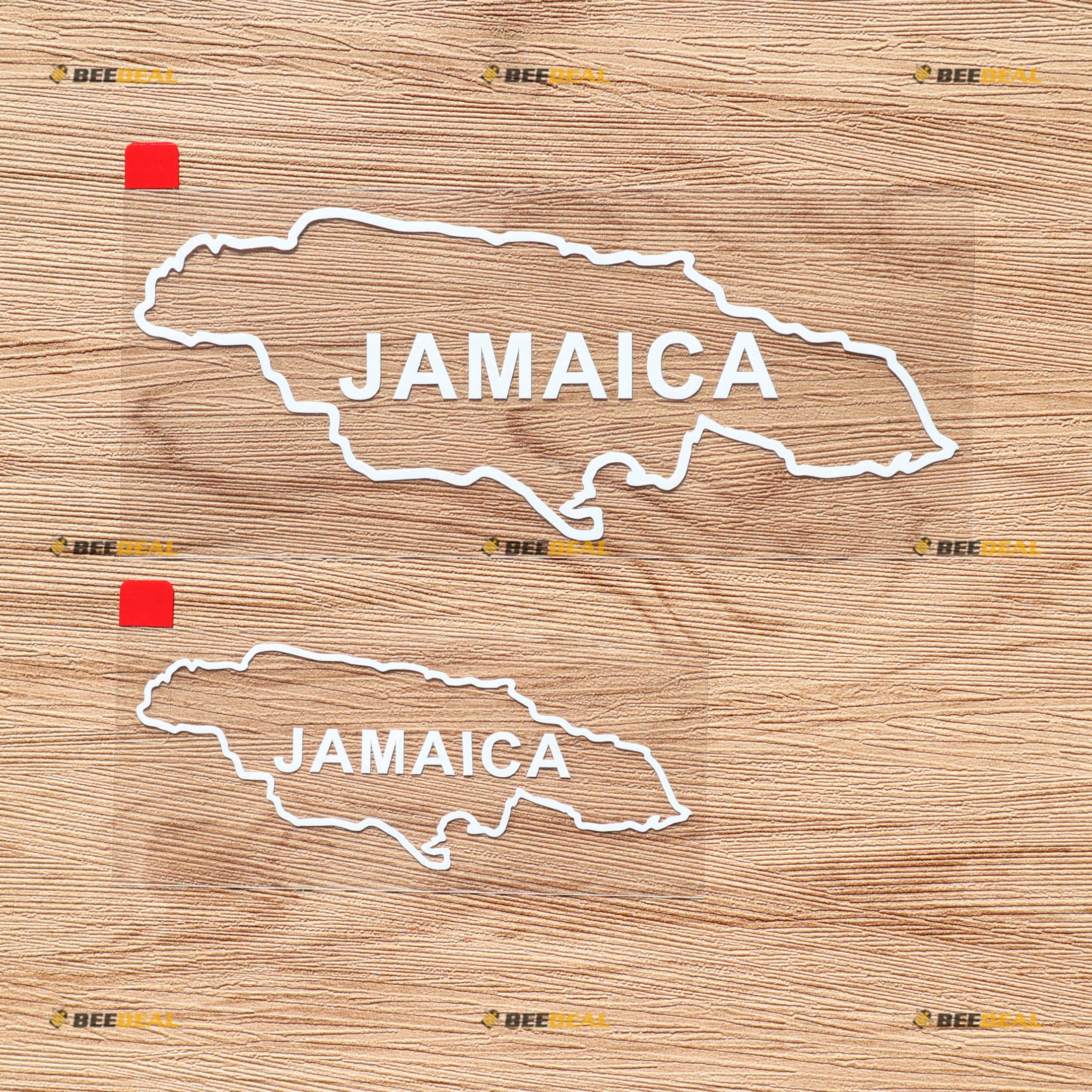Jamaica Jamaican Map Outline Decal Vinyl Sticker - 2 Pack White, 4 ...