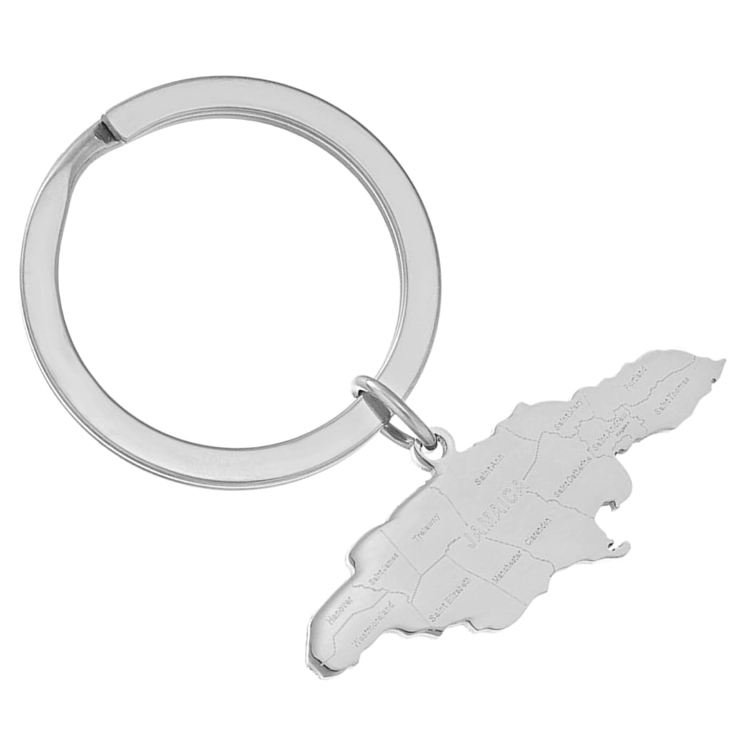 Jamaica Map Keychain Durable Stainless Steel Bag Pendant City Keyrings ...