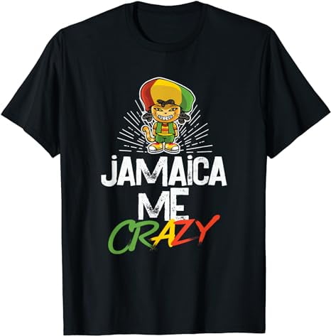Jamaica Me Crazy - Jamaican Reggae - Funny Cat - Flag Hat T-Shirt ...