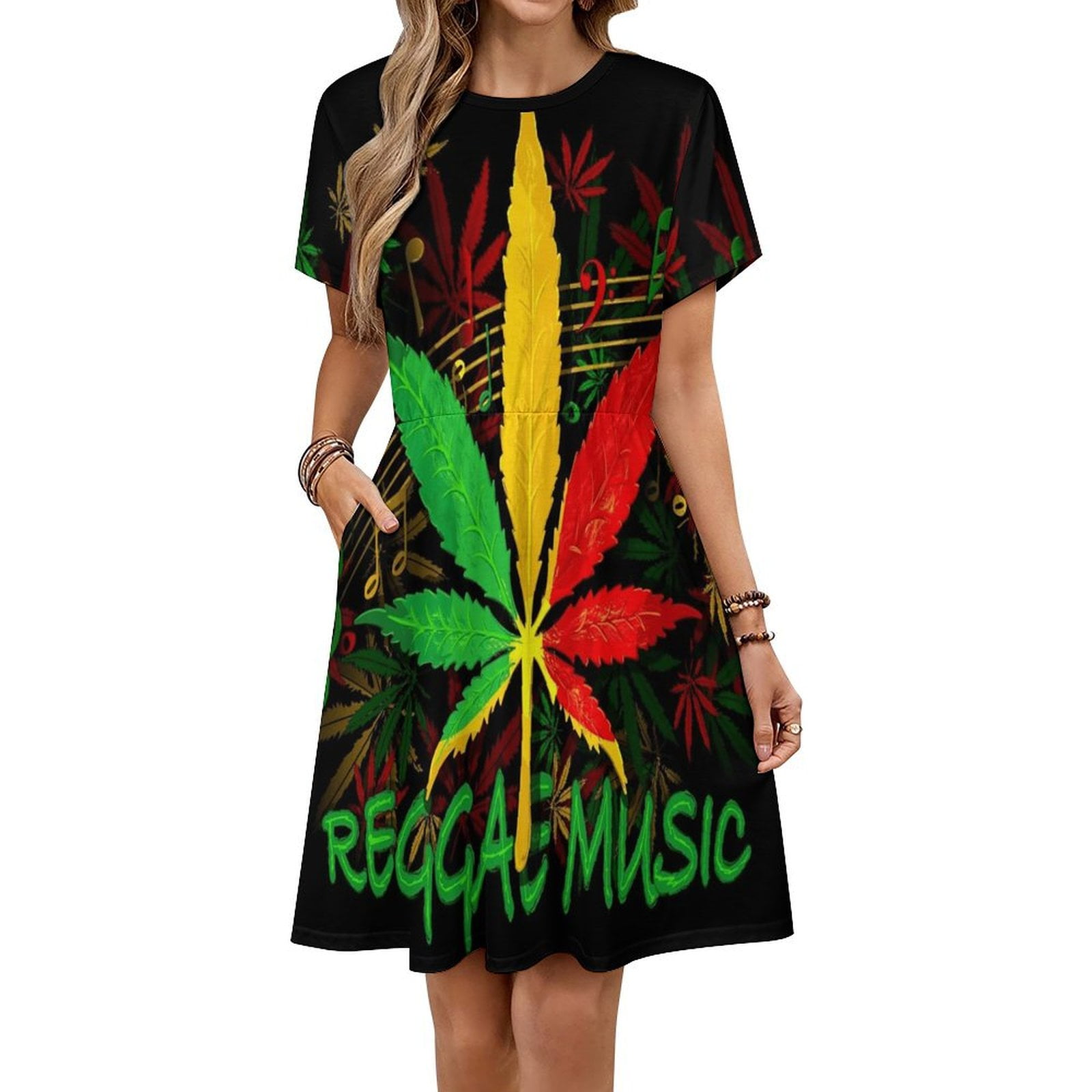 Jamaica Music Notes Stave Theme Dress Summer Street Style Dresses ...