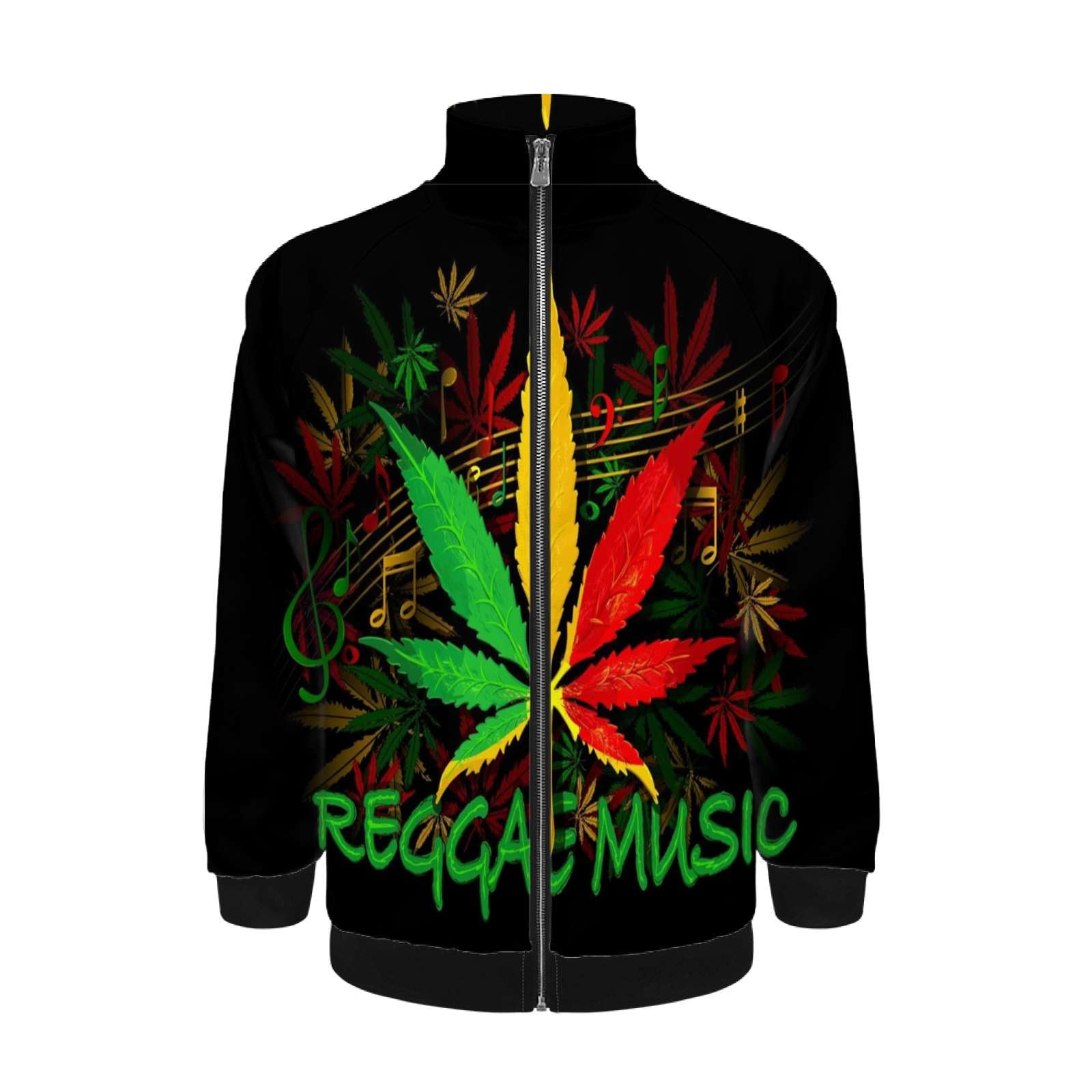 Jamaica Music Notes Stave Theme Jacket Men's Street Cool Long Sleeves ...