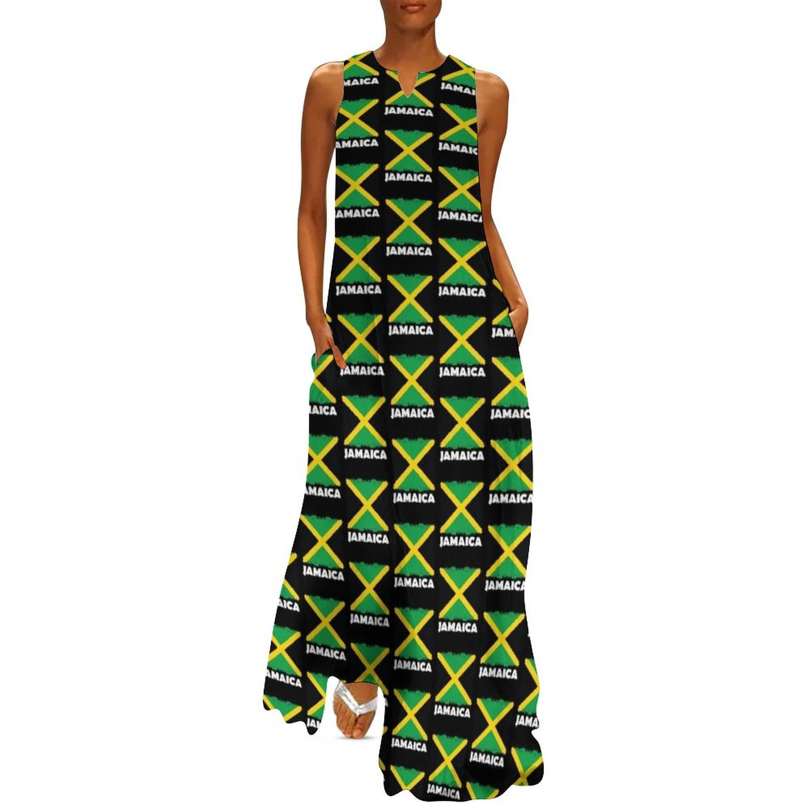 Jamaica National Flag Distress Long Dress evening dress woman women's ...