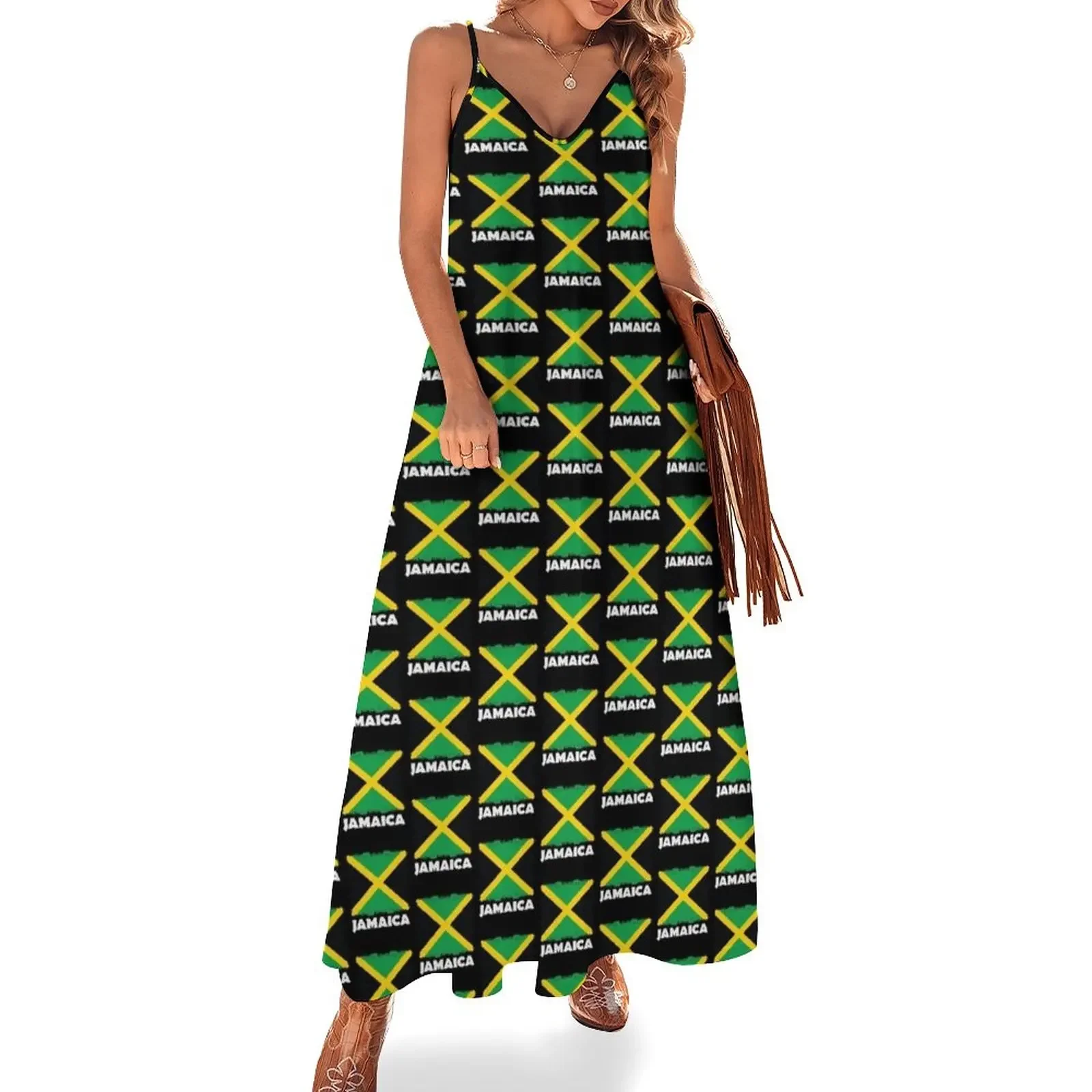Jamaica National Flag Distress Sleeveless Dress Prom gown party dresses ...