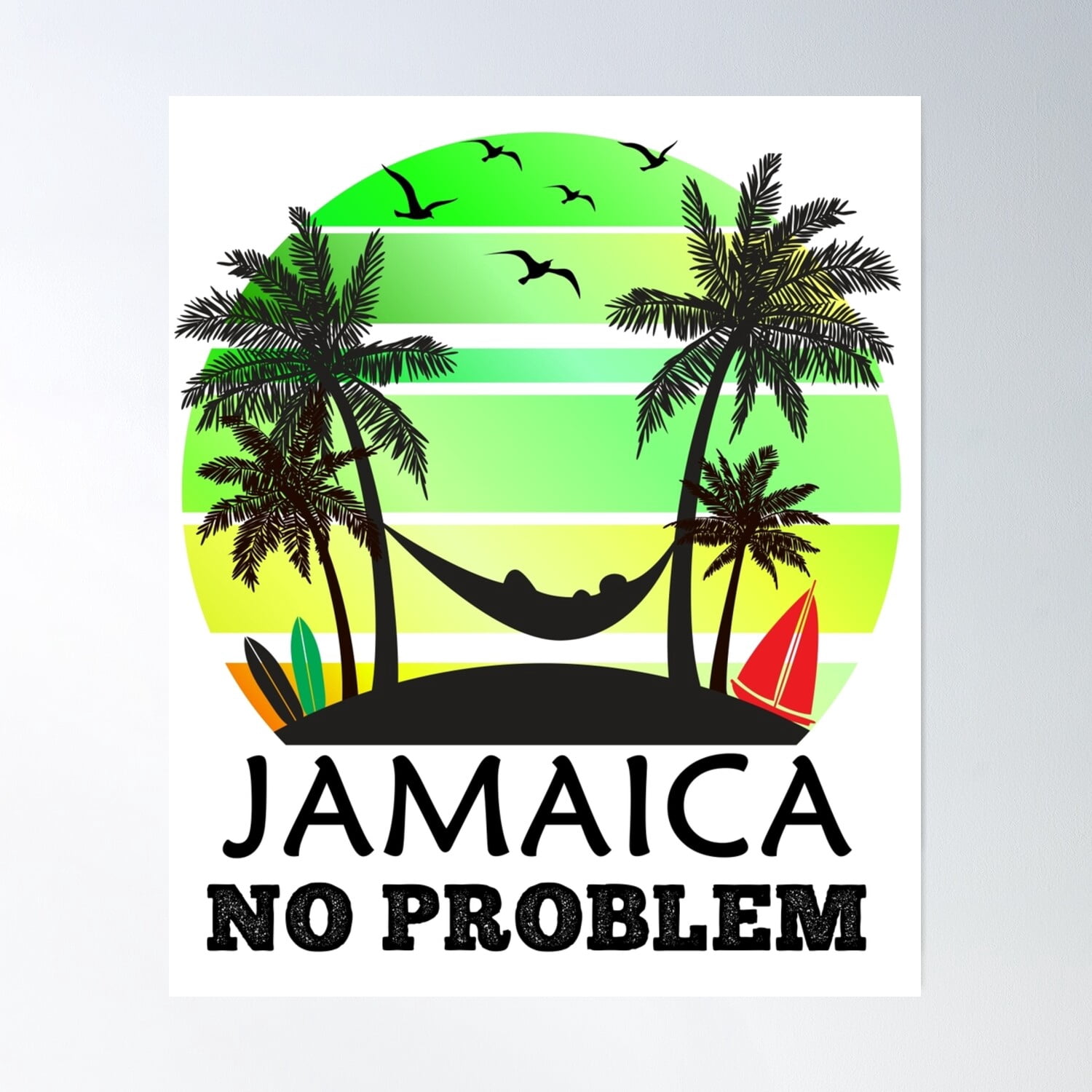 Jamaica No Problem Poster Wall Art, Modern Wall Decor, 12x18 UNFRAMED ...