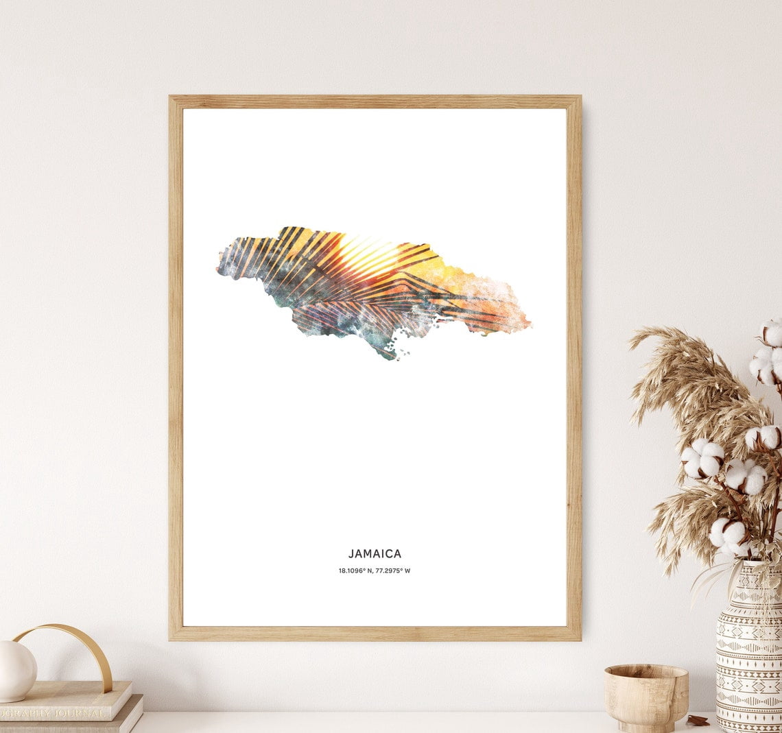 Jamaica Print, Jamaica Poster, Jamaica Map Art, Map Of Jamaica UNFRAMED ...