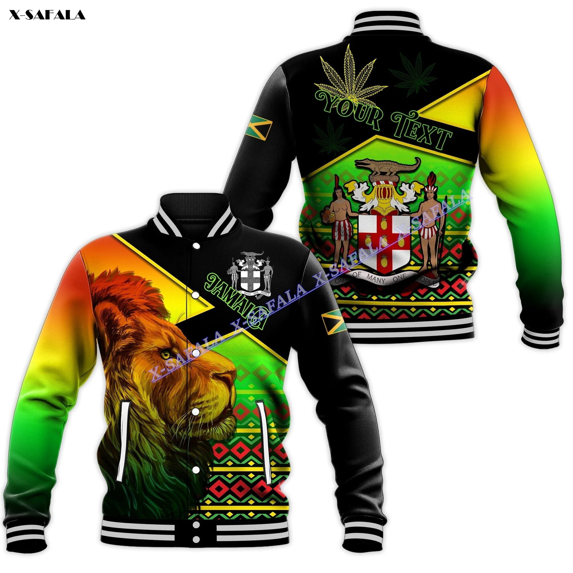 Jamaica Reggae Lion Rastafari One Love Text 3D Printed Thick Baseball ...
