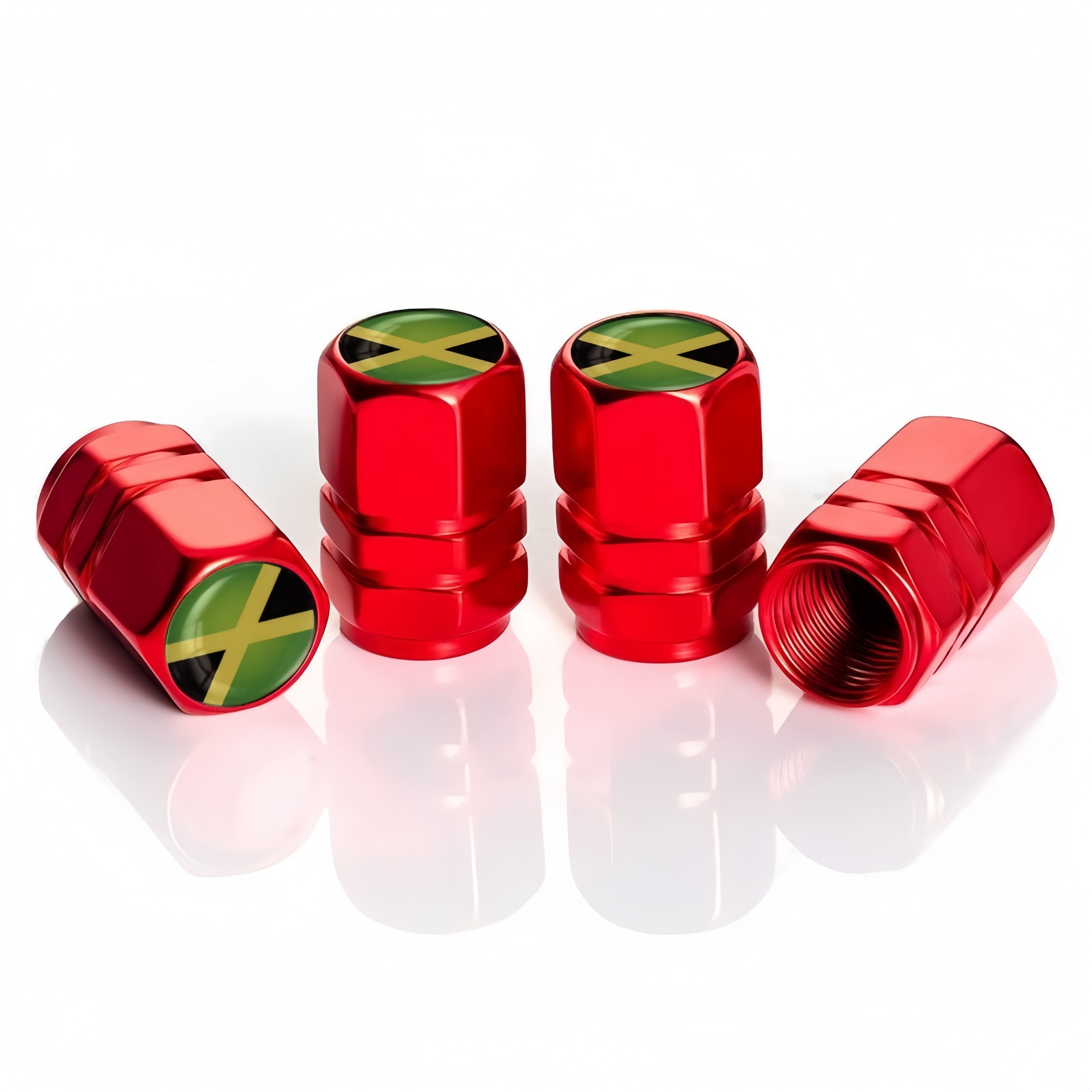 Jamaica flag Tire Valve Stem Caps, Aluminum Black Stem Tire Valve Caps Universal Stem Covers for ...
