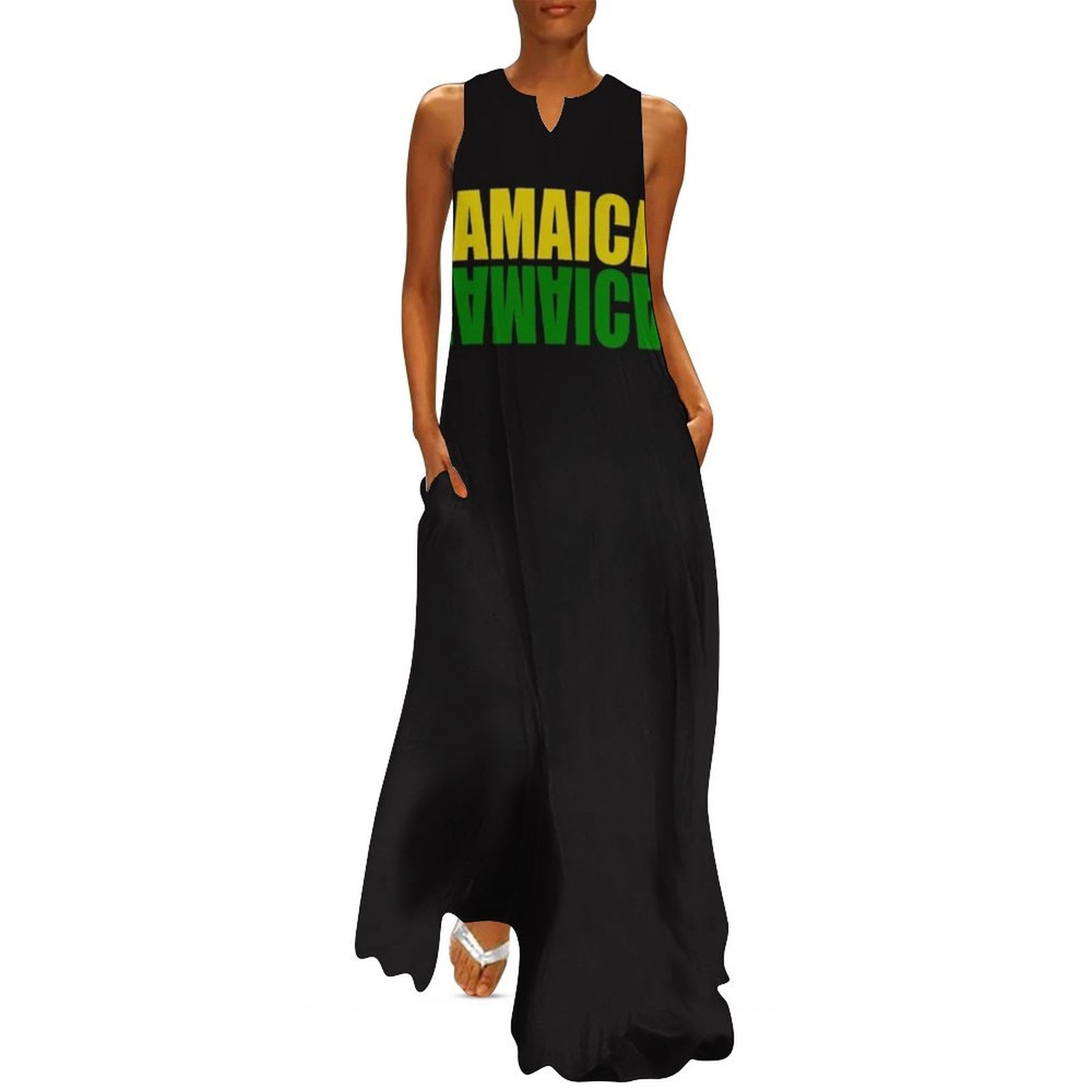 Jamaica mirrored in the colors of the Jamaican flag black green and ...