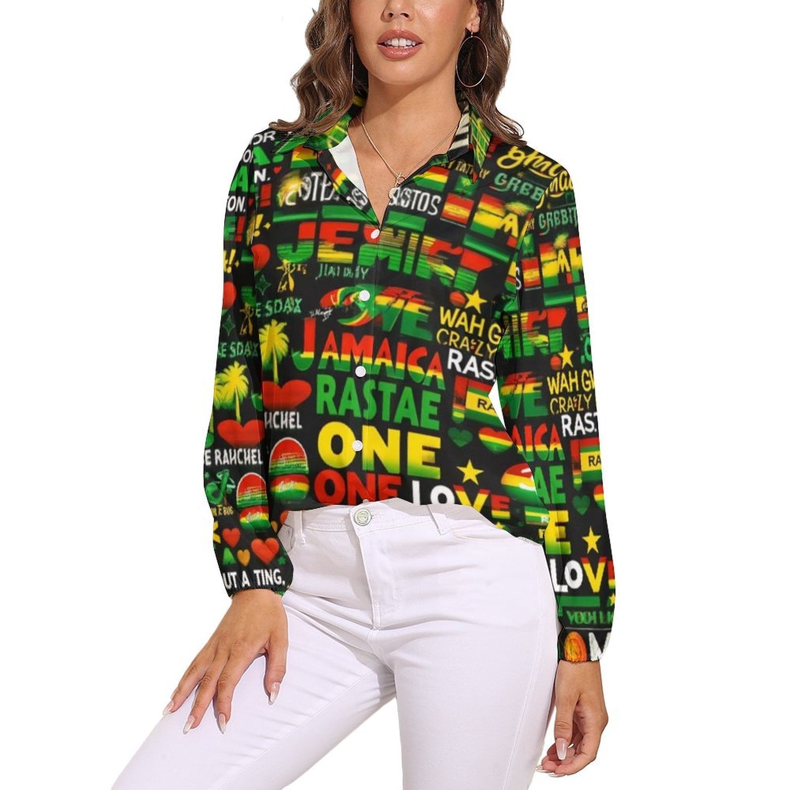 Jamaica's One Love Cultural Model-1 Vntage Casual Long Sleeve Shirt ...