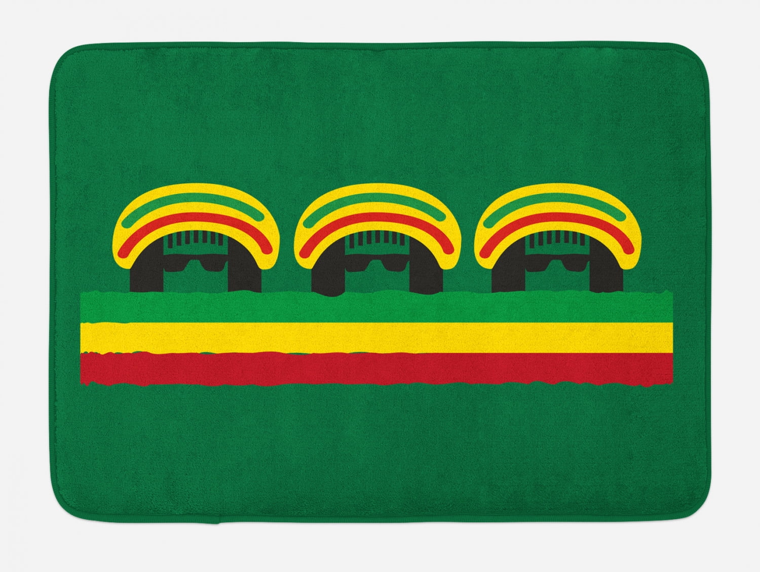 Jamaican Bath Mat, Jamaican Reggae Culture Inspired Minimal Head Shapes ...