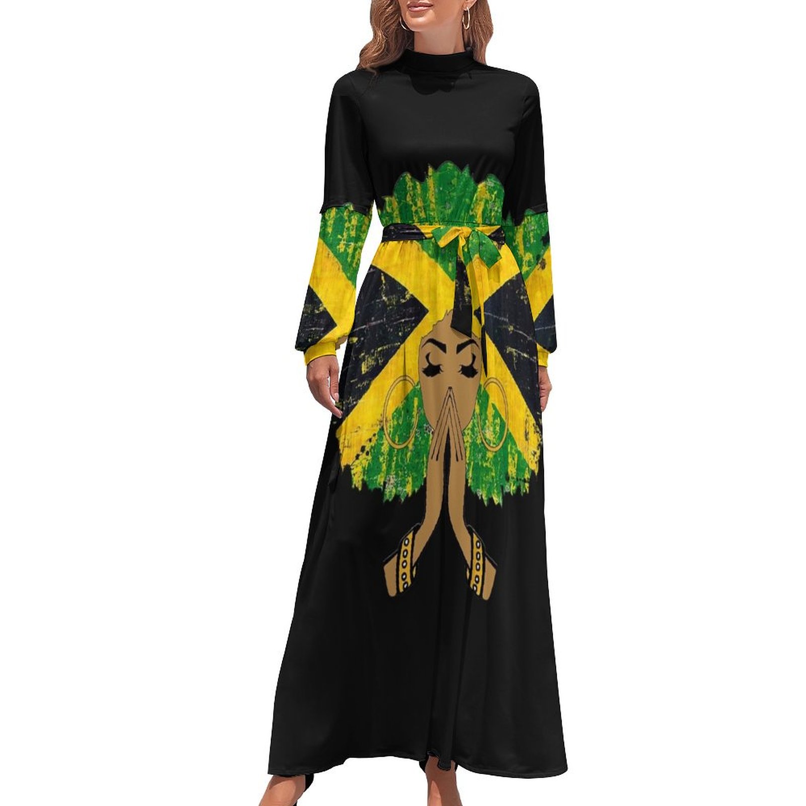 Jamaican Flag Black Woman Melanin Queen Afro Long Dress dress party ...