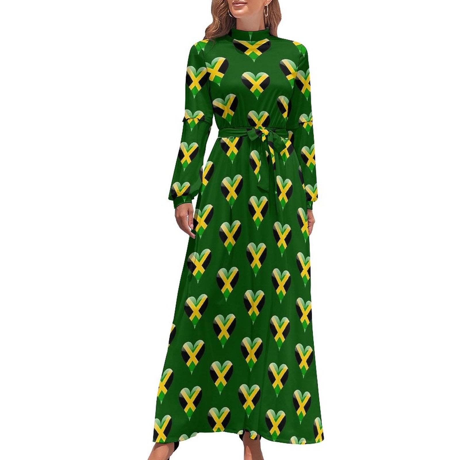 Jamaican Flag Dress High Waist Vertical Jamaica Love Bohemia Dresses ...