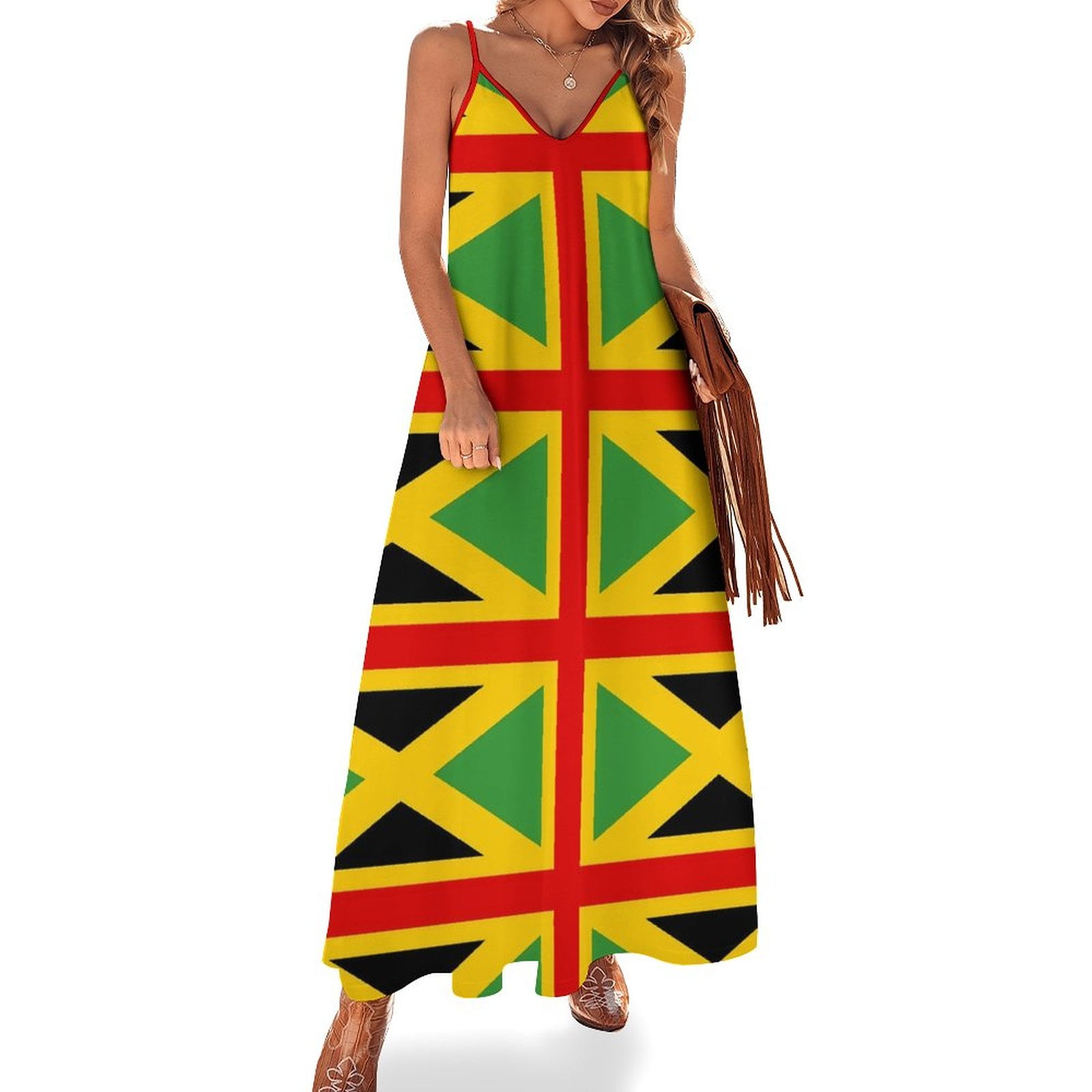 Jamaican Flag Dress Jamaica Cushion Club Maxi Dress Street Fashion Boho ...