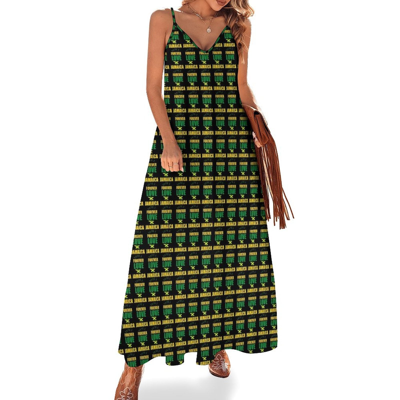 Jamaican Flag Dress Jamaica Cushion Club Maxi Dress Street Fashion Boho ...