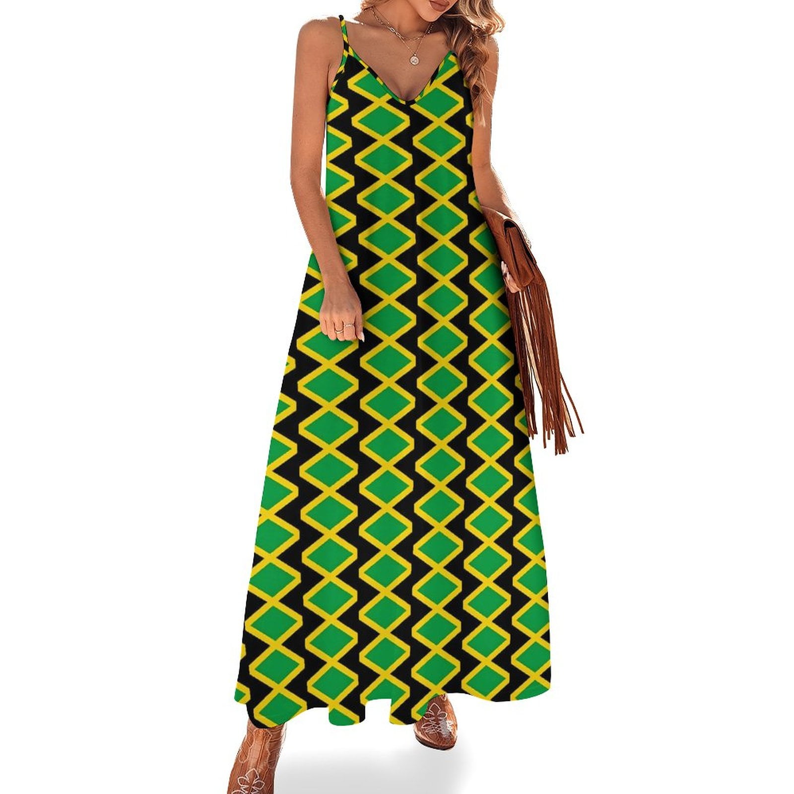Jamaican Flag Dress Jamaica Cushion Club Maxi Dress Street Fashion Boho ...
