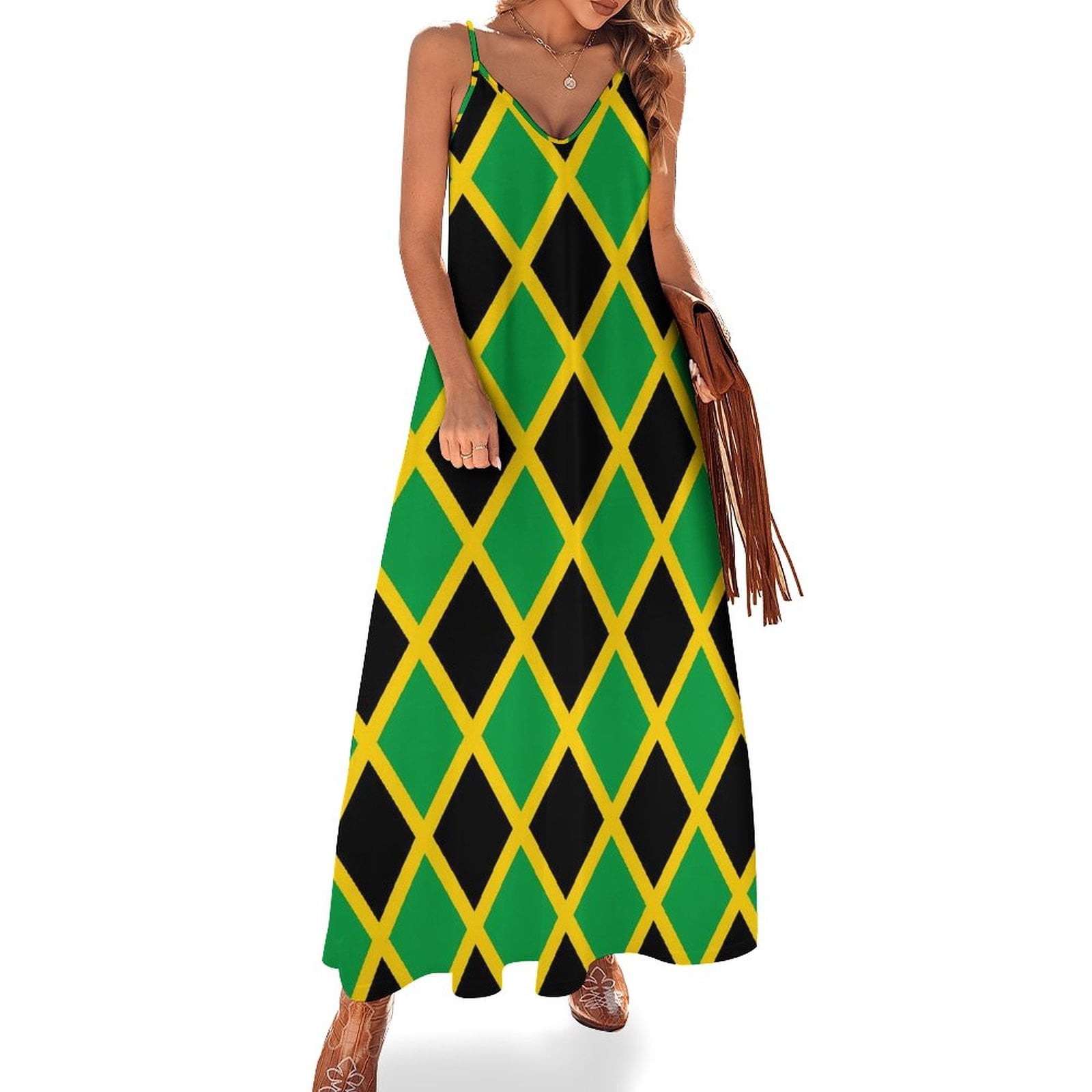 Jamaican Flag Dress Jamaica Cushion Club Maxi Dress Street Fashion Boho ...