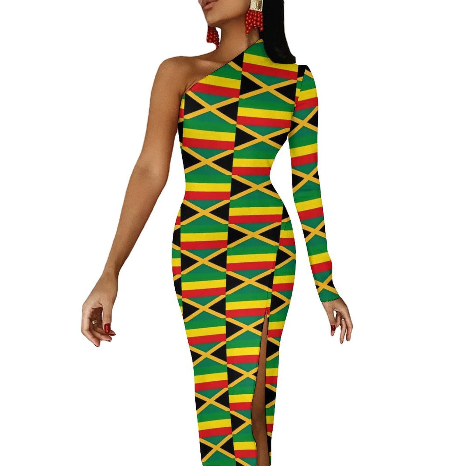 Jamaican Flag Long Dress Female Love for Jamaica Aesthetic Maxi Dress ...