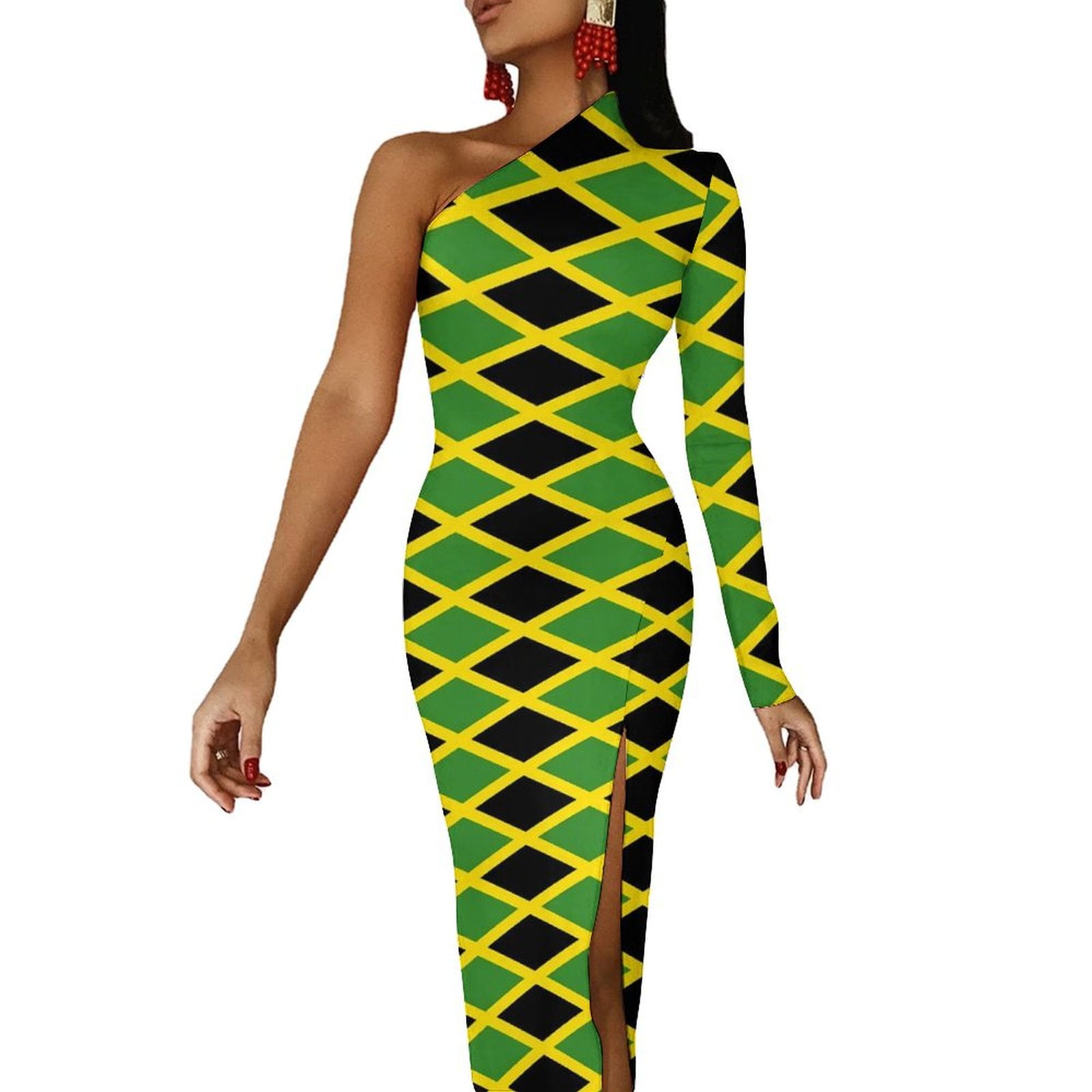 Jamaican Flag Long Dress Female Love for Jamaica Aesthetic Maxi Dress ...