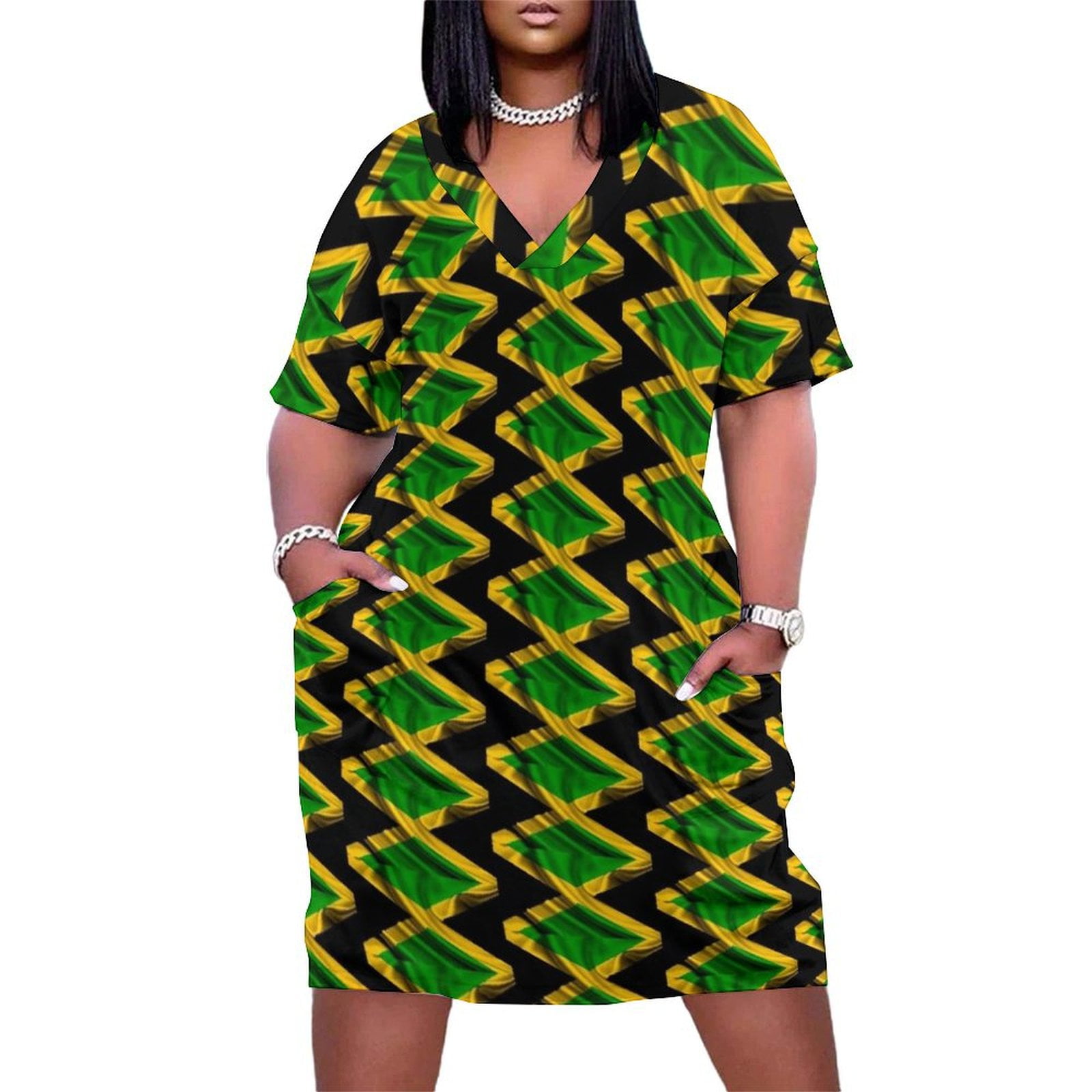 Jamaican Flag Loose Pocket Dress dress summer 2025 women dresses for womens 2025 dress women ...