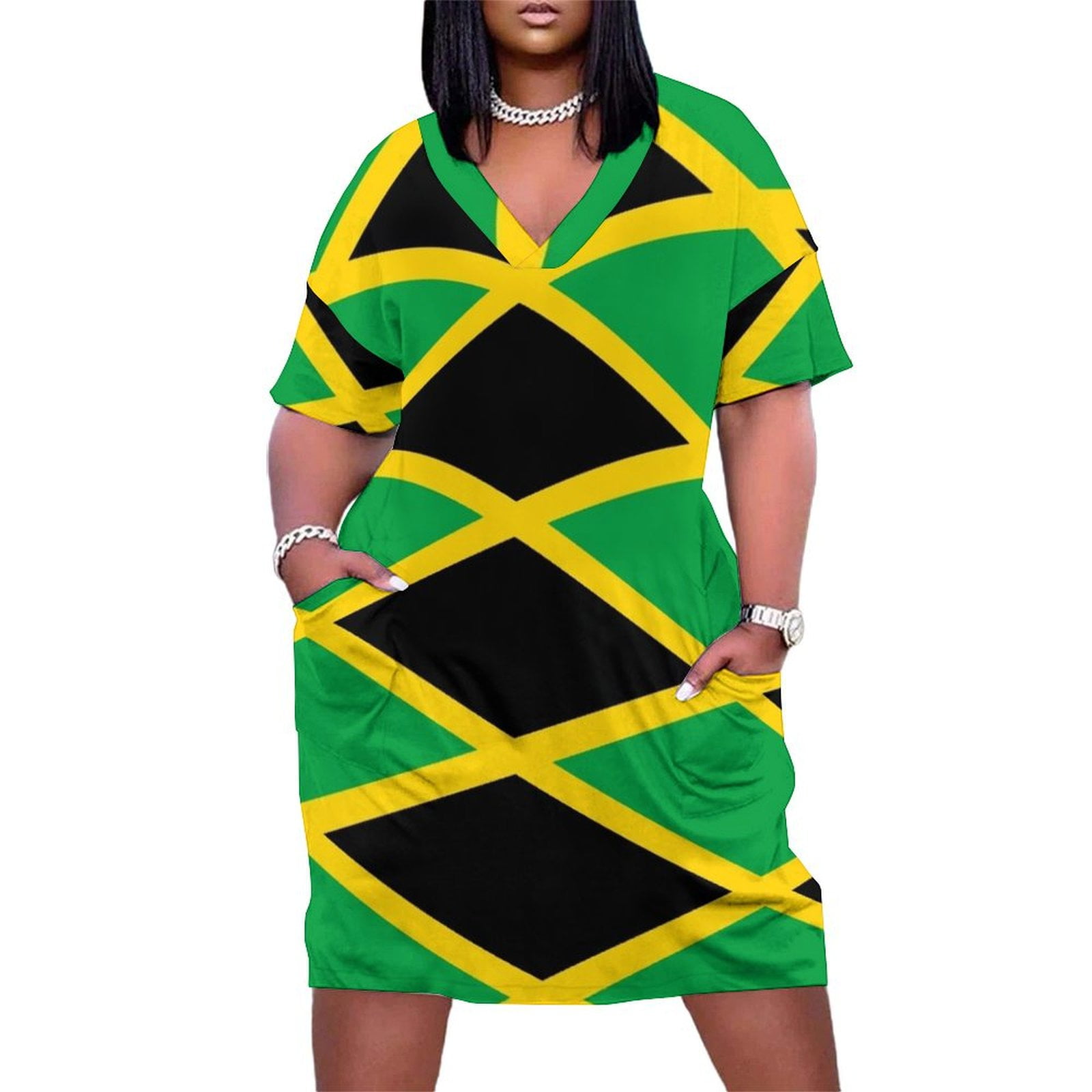 Jamaican Flag Loose Pocket Dress dresses ladies 2025 summer Women's long dress - Walmart.com