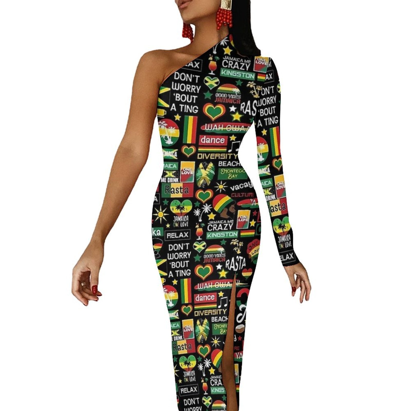 Jamaican Flag Roundel Air Force Bodycon Dress Womens Night Club Maxi ...