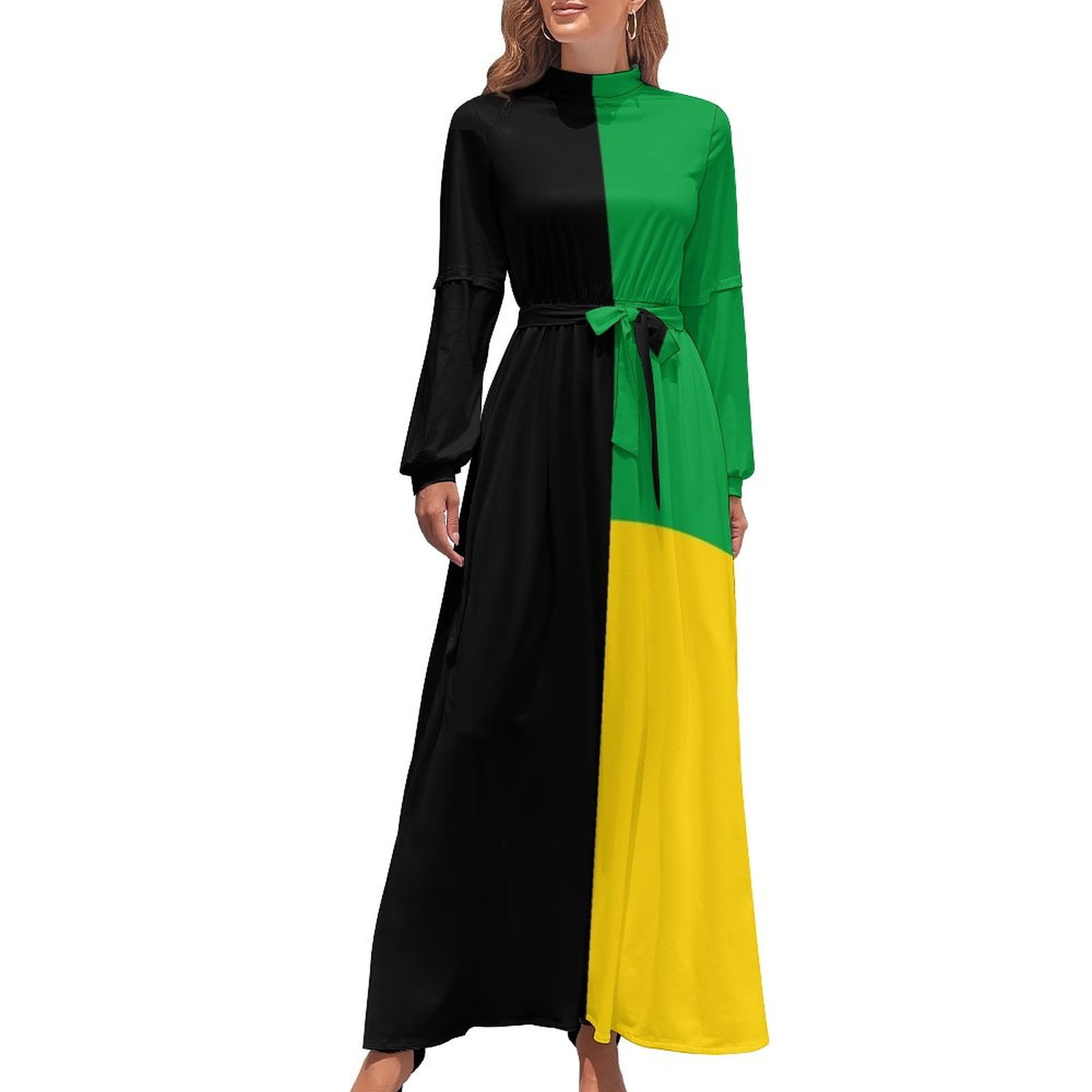 Jamaican Flag Solid Colours Long Dress dresses for womens 2024 dress ...
