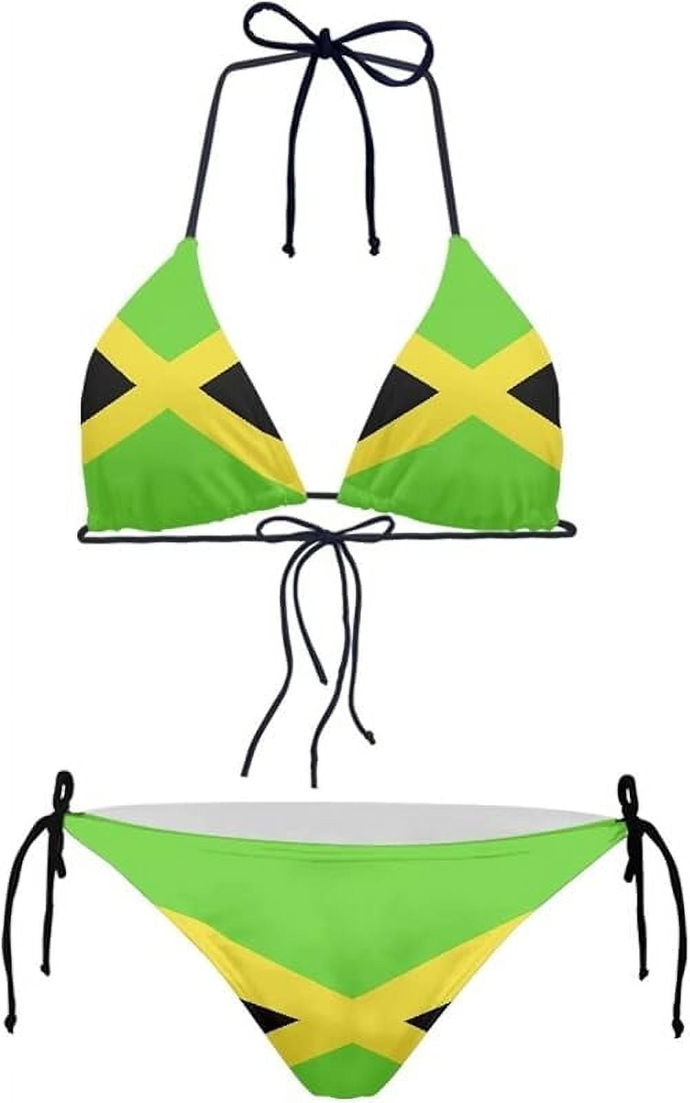 Jamaican Flag Women Two Piece Bikini Set Sexy Swimwear Halter String ...
