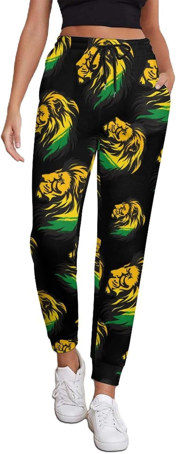 Jamaican Lion Jamaican Rasta Flag Lion Women's Joggers Comfy Sweatpants ...
