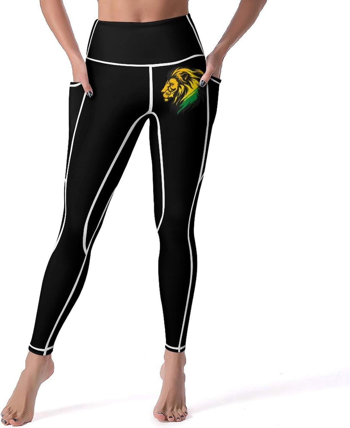 Jamaican Lion Jamaican Rasta Flag Lion Women's Yoga Pants Tummy Control ...