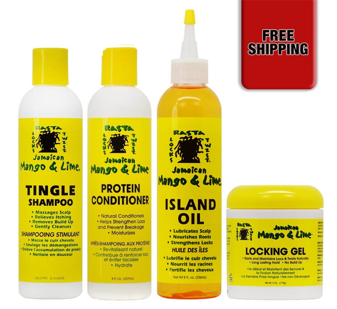 Jamaican Mango & Lime Hair Care Set - Shampoo, Conditioner, Island Oil ...