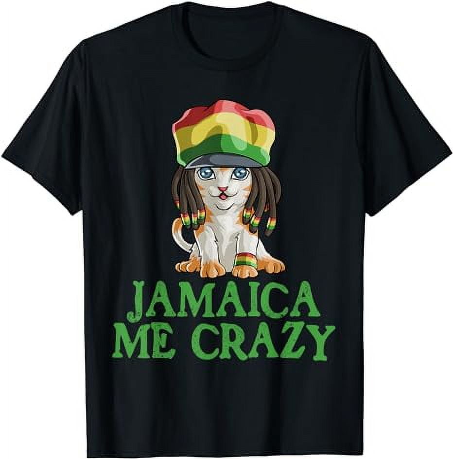 Jamaican Me Crazy Flag Cat T shirt Hair Funny Reggae Gift - Walmart.com