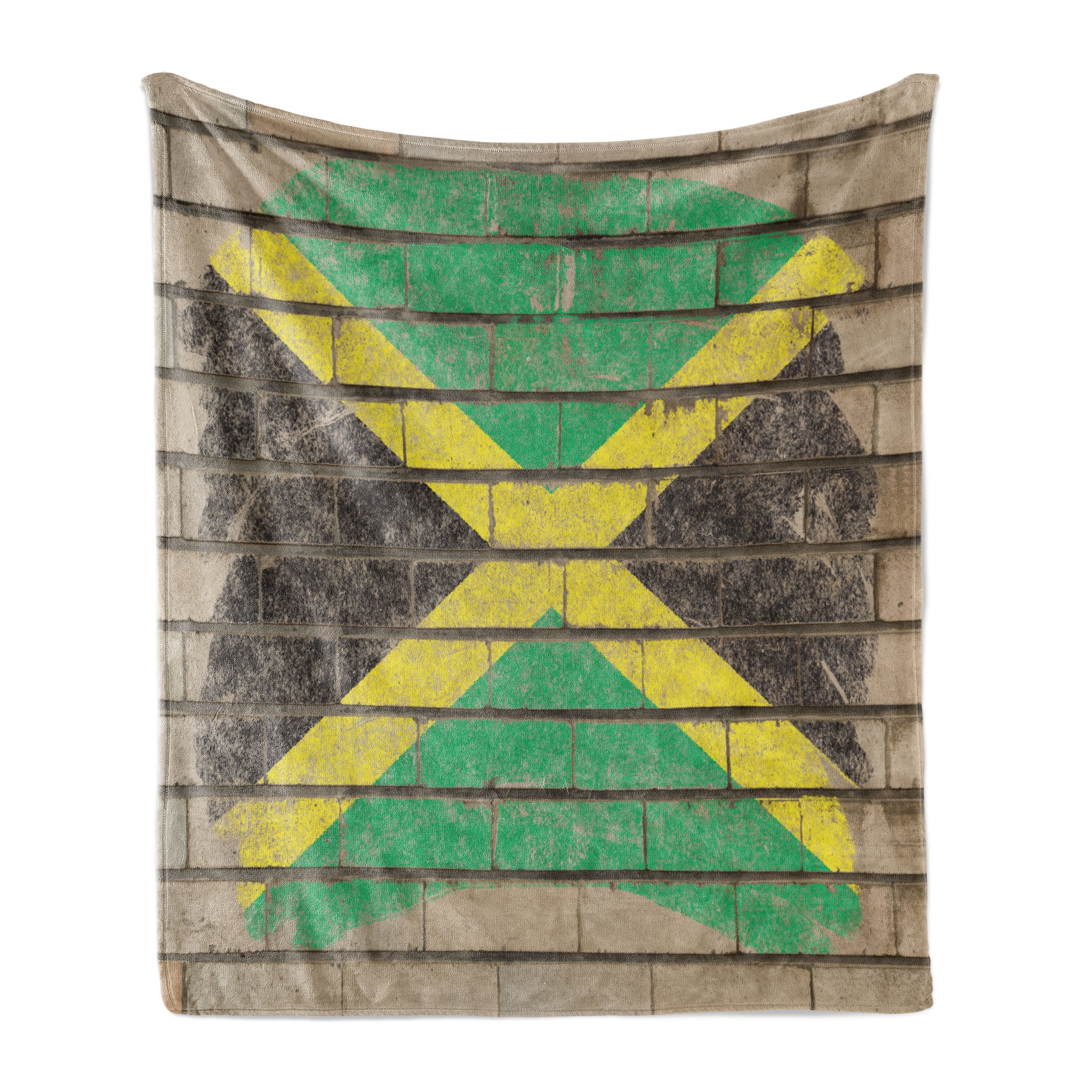 Jamaican Soft Flannel Fleece Blanket, Flag on the Wall Illustration ...