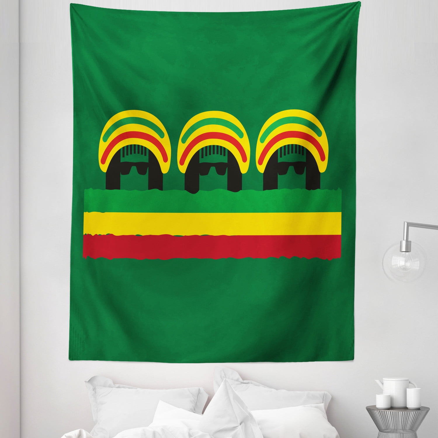 Jamaican Tapestry, Jamaican Reggae Culture Inspired Minimal Head Shapes ...