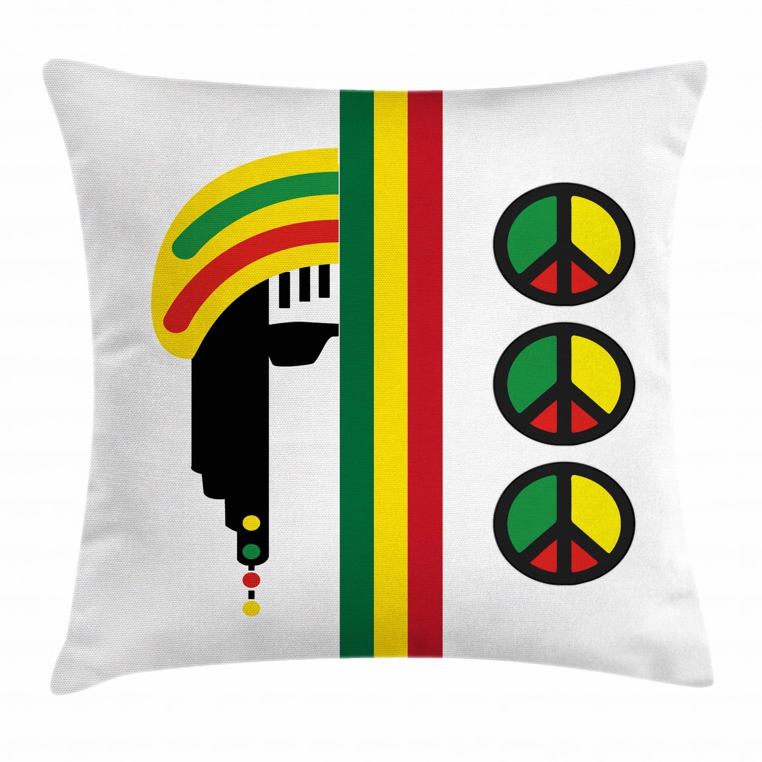 Jamaican Throw Pillow Cushion Cover, Abstract Minimalist Rastaman with ...