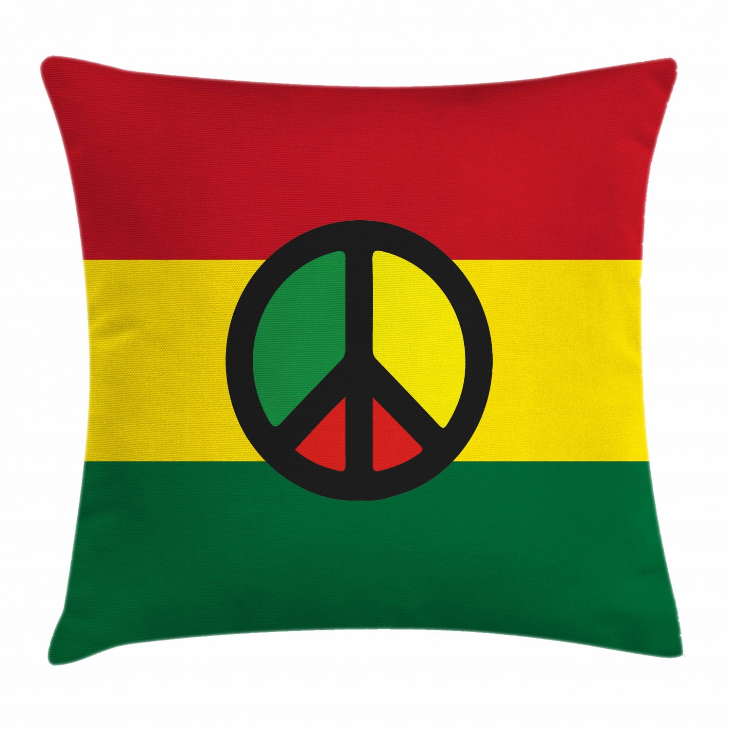 Jamaican Throw Pillow Cushion Cover, Reggae Culture Peace Symbol ...