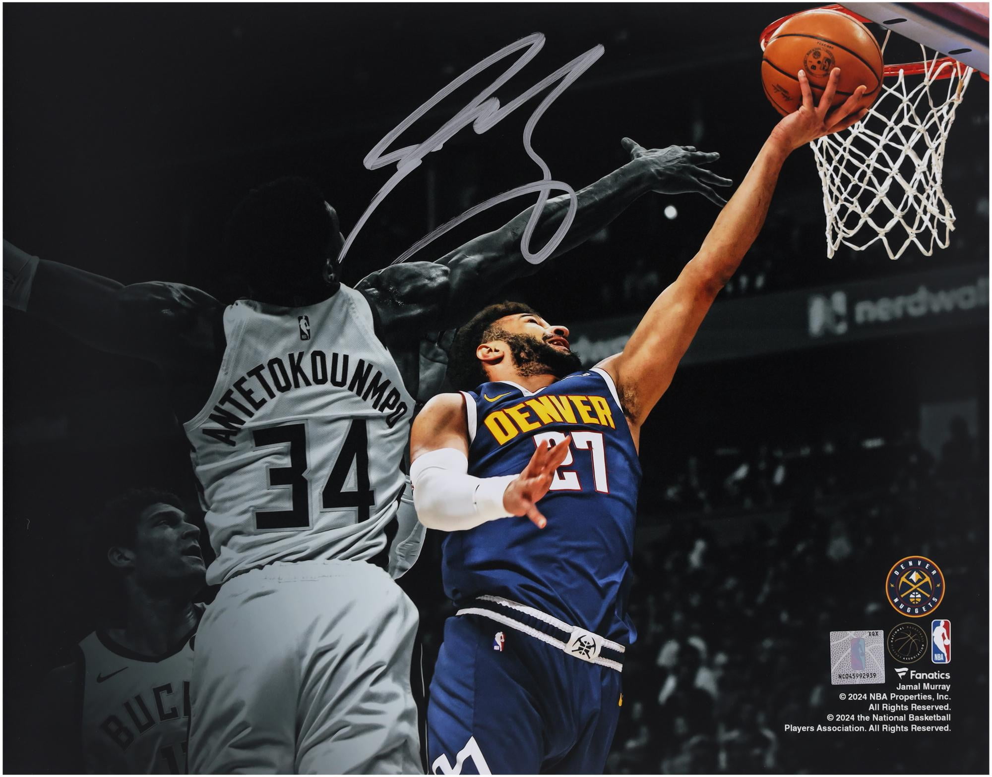 Jamal Murray Denver Nuggets Autographed 11" x 14" Layup vs. Milwaukee ...