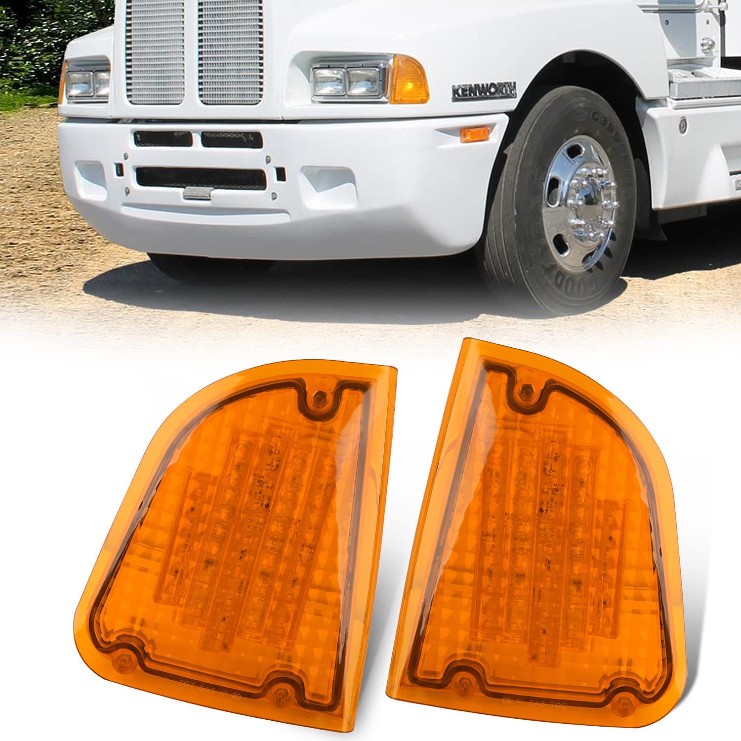 Jamarco Pair 29 Amber SSF20 LED Front P/T/C Light Assembly Replacement for Kenworth T600 T660 ...