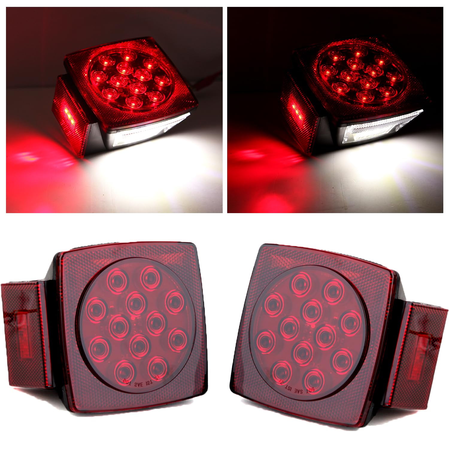 Jamarco Trailer Lights, 2Pcs Square Red Led Rear Combination Tail ...