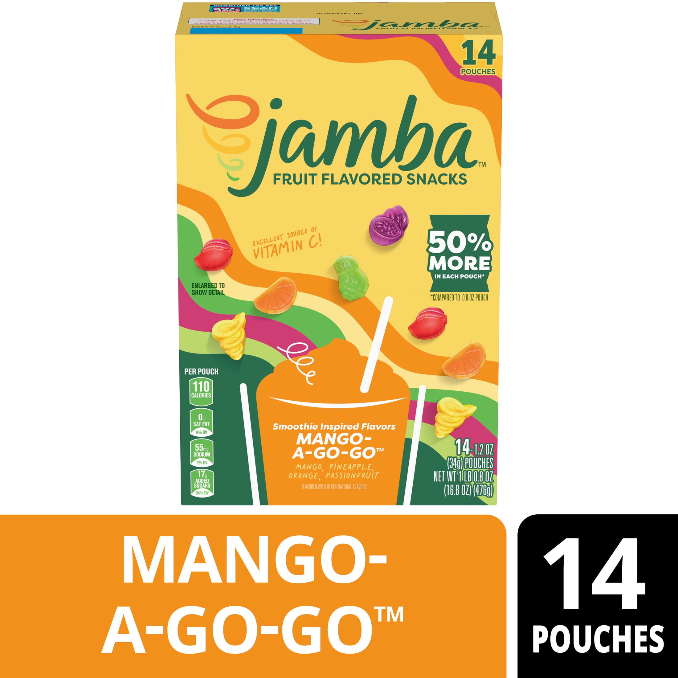 Jamba, Fruit Flavored Snacks, Mango-A-Go-Go, Gluten Free, 16.8 oz ...