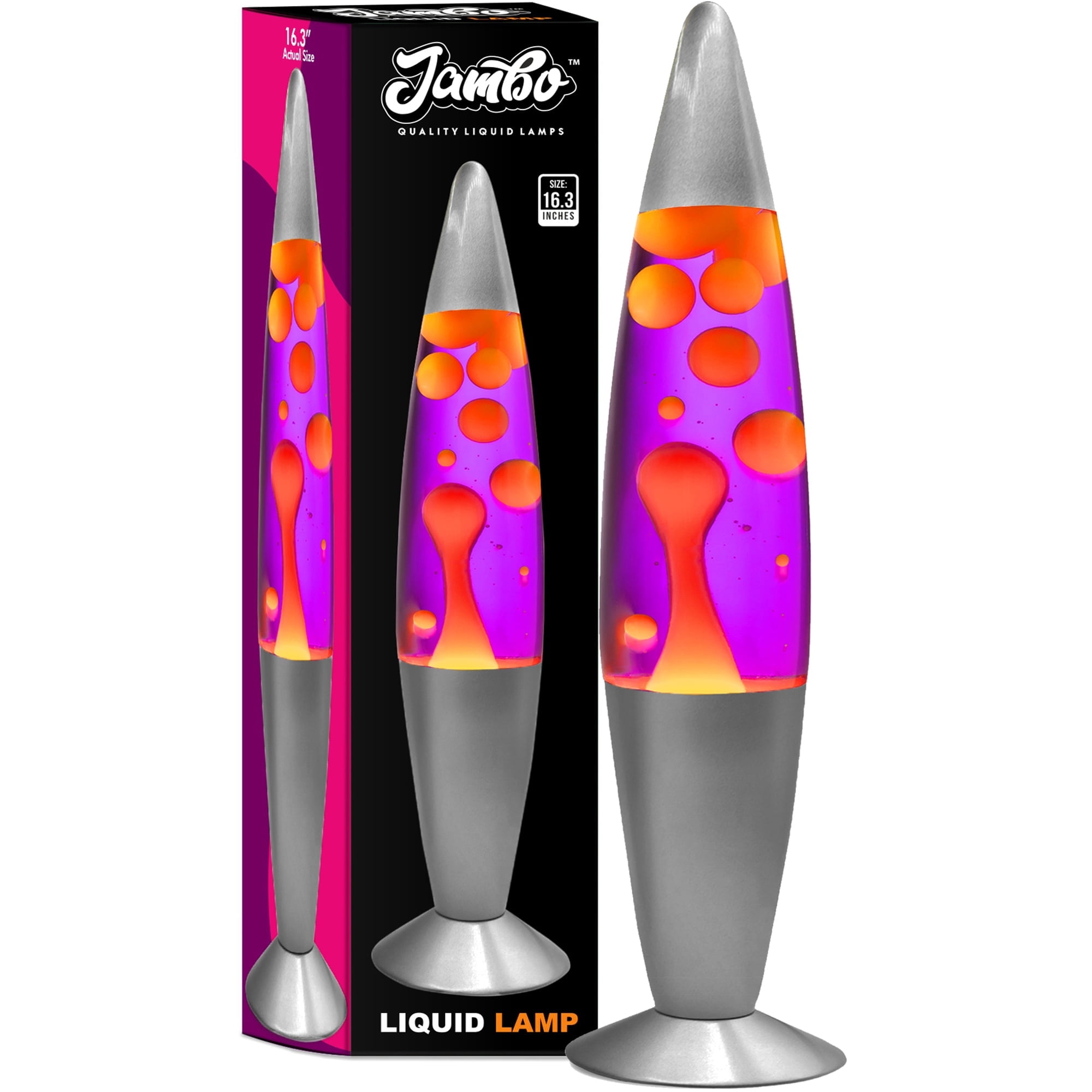 Jambo 16-Inch Liquid Motion Table Lamp with Yellow/Orange Wax & Purple ...