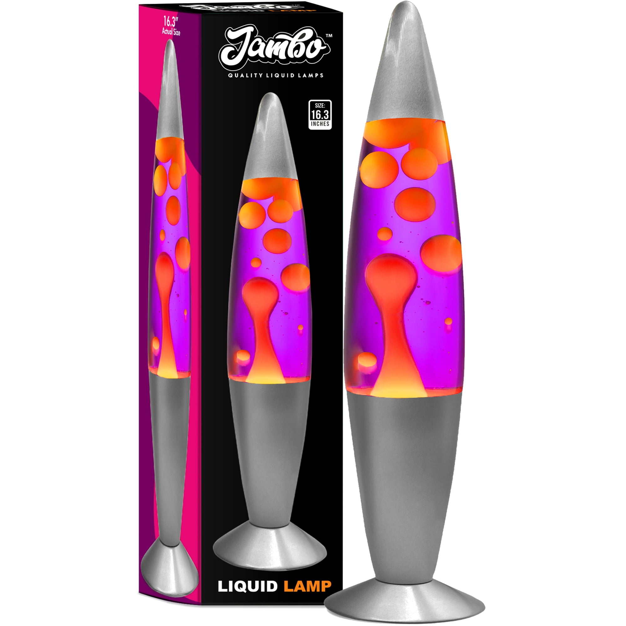 Jambo 16-Inch Liquid Motion Table Lamp with Yellow/Orange Wax & Purple ...